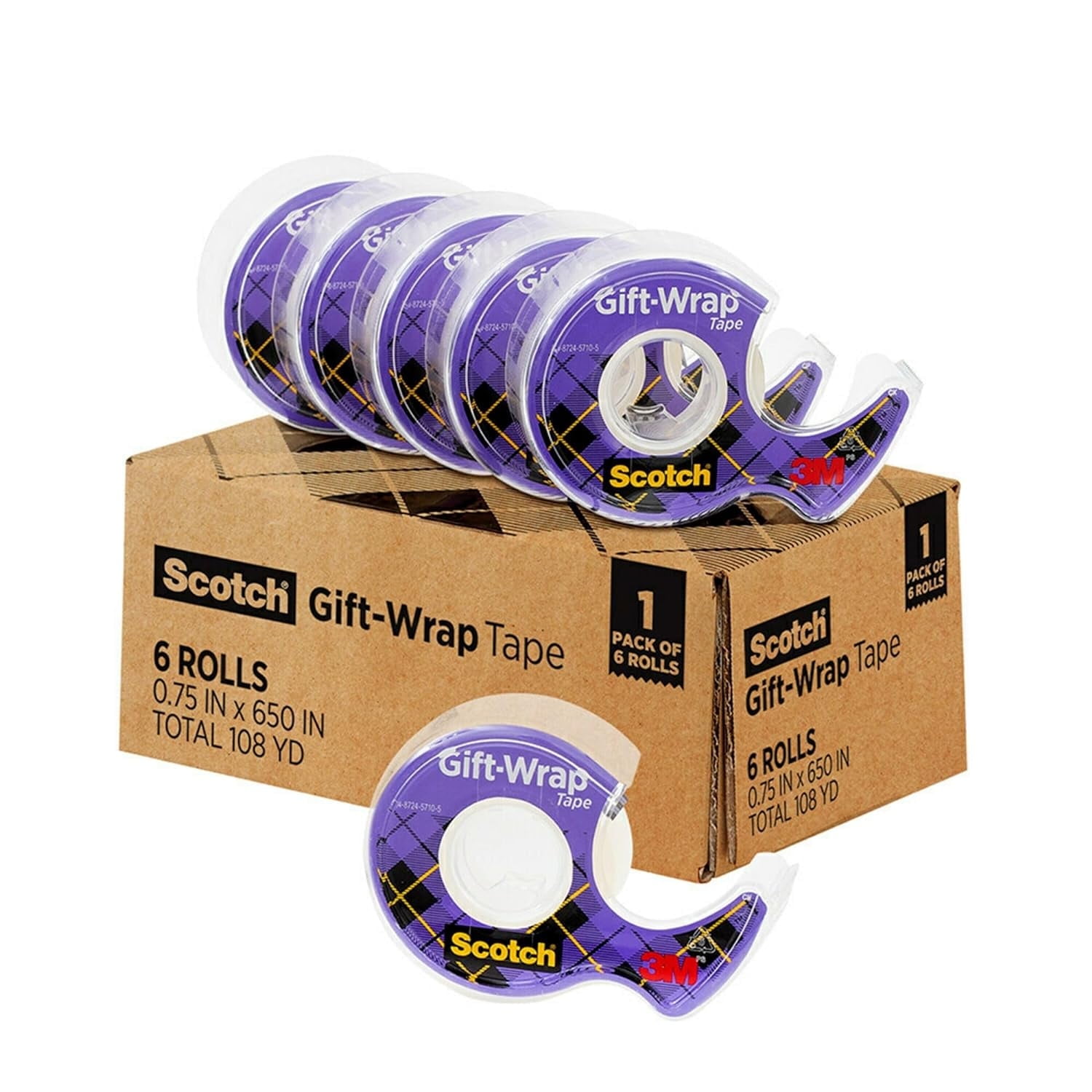 SCOTCH GIFT WRAP TAPE 6 ROLL PACK .75" X 650" EACH - Walmart.com