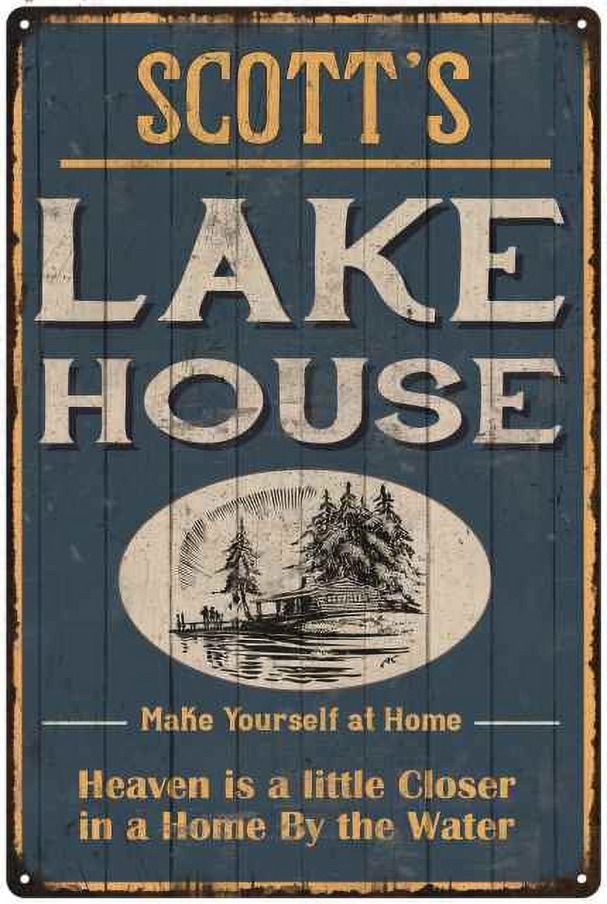 SCOTT'S Lake House Blue Cabin Home Decor 8 x 12 High Gloss Metal ...