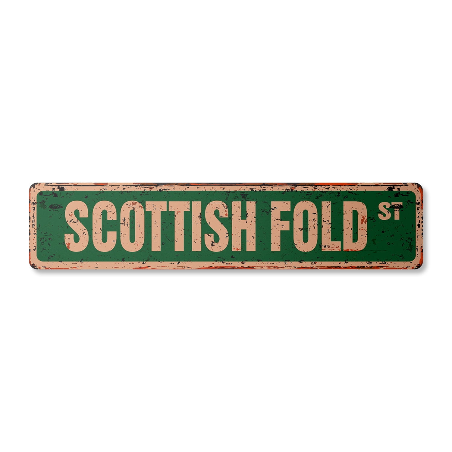 SCOTTISH FOLD Vintage Plastic Street Sign cat breed feline kitty kitten ...