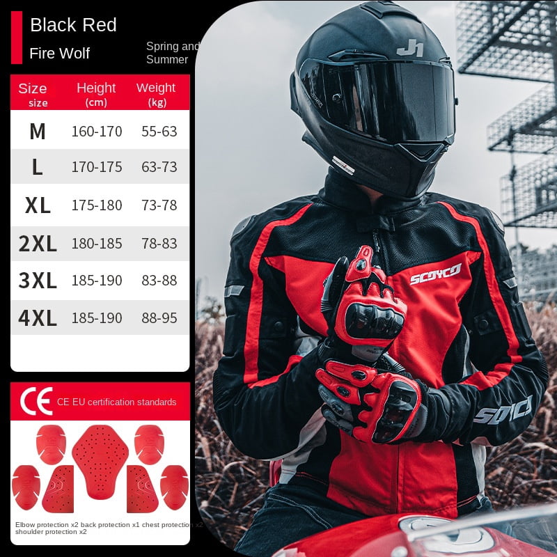 SCOYCO-Summer motorcycle jacket motorcycle jacket racing suit,Black Red ...