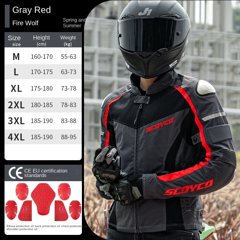 SCOYCO-Summer motorcycle jacket motorcycle jacket racing suit,Grey red ...
