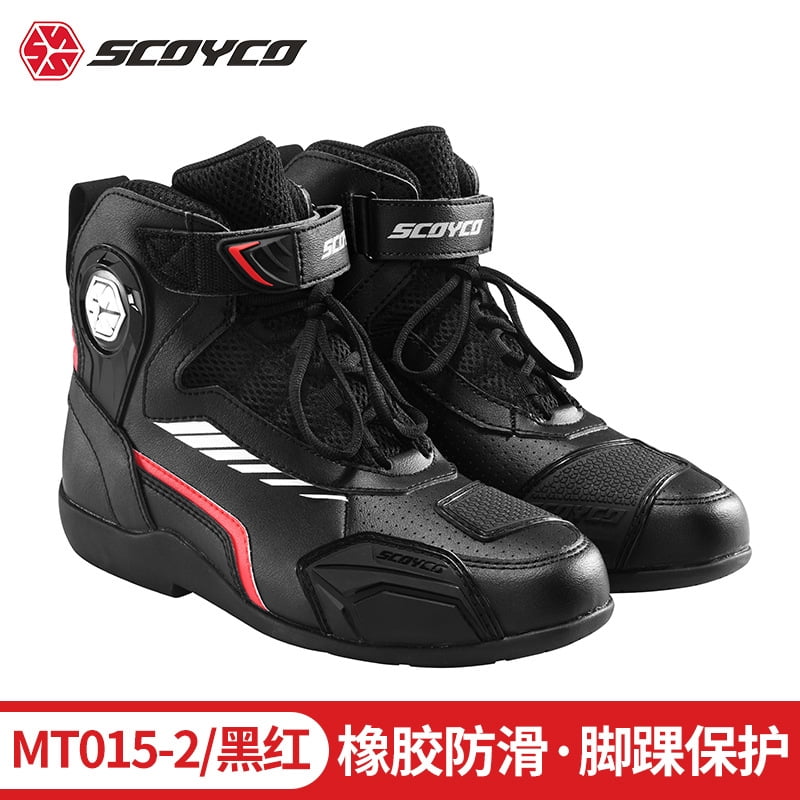 SCOYCO motorcycle boots motorcycle riding shoes, Black Red,6.5 ...