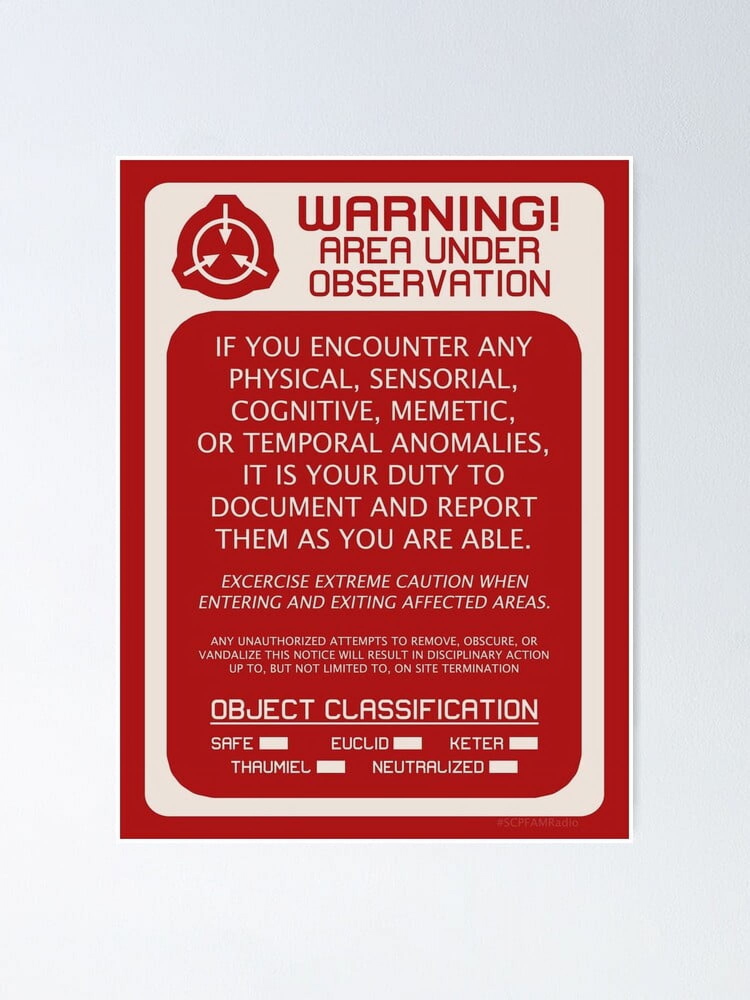 SCP Foundation Red WARNING Signage - Red Background Fashion Art Decor ...