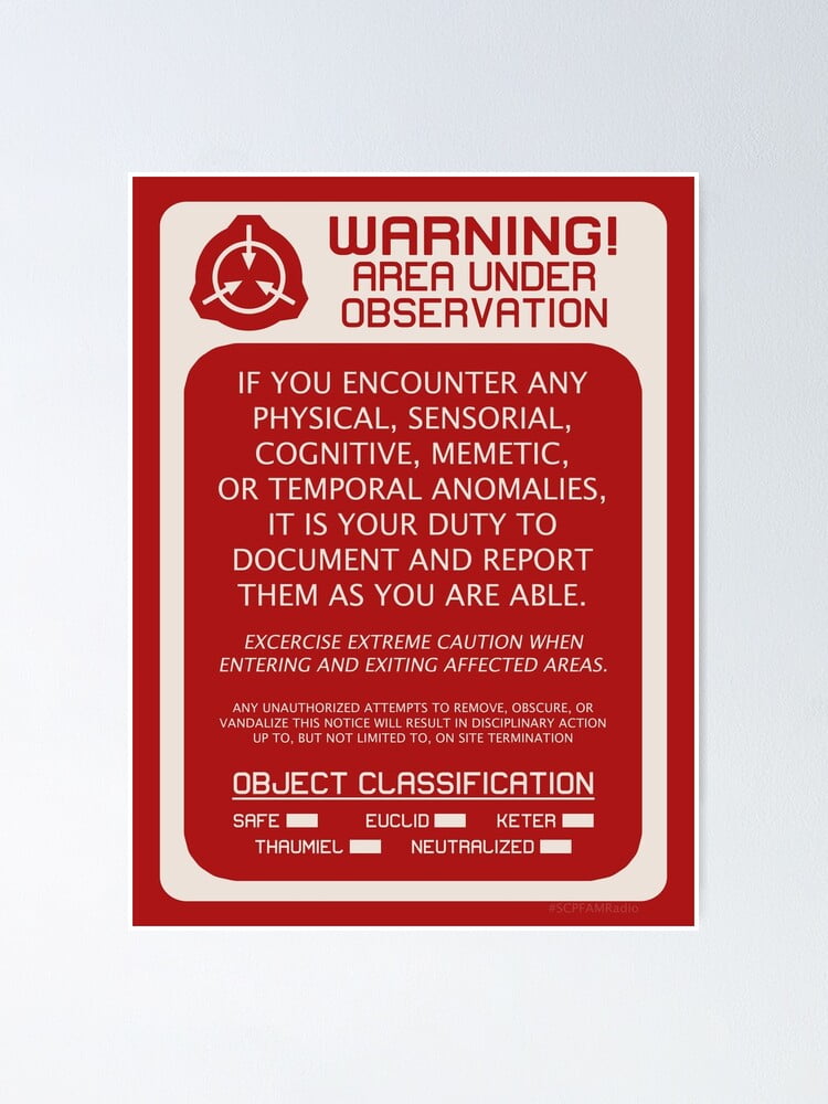 SCP Foundation Red WARNING Signage - Red Background Fashion Art Decor ...