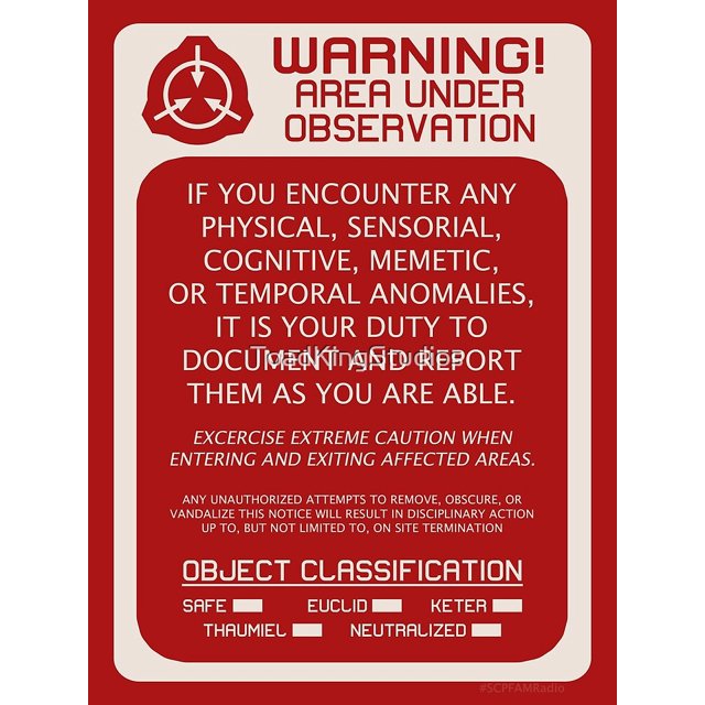 SCP Foundation Red WARNING Signage - Red Background Poster Framed ...