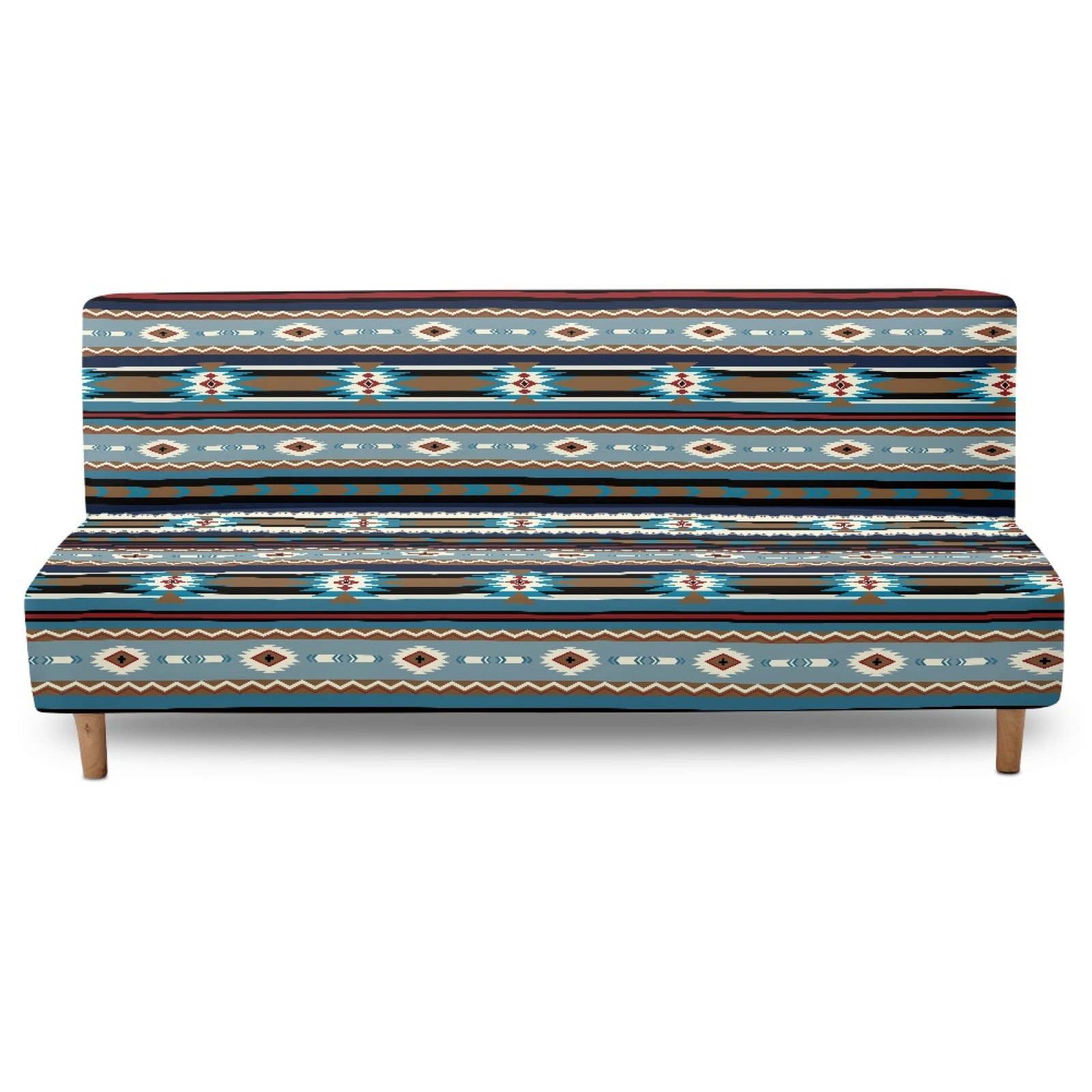 SCRAWLGOD American Tribal Print Gray Blue Futon Cover Stretch Futon ...