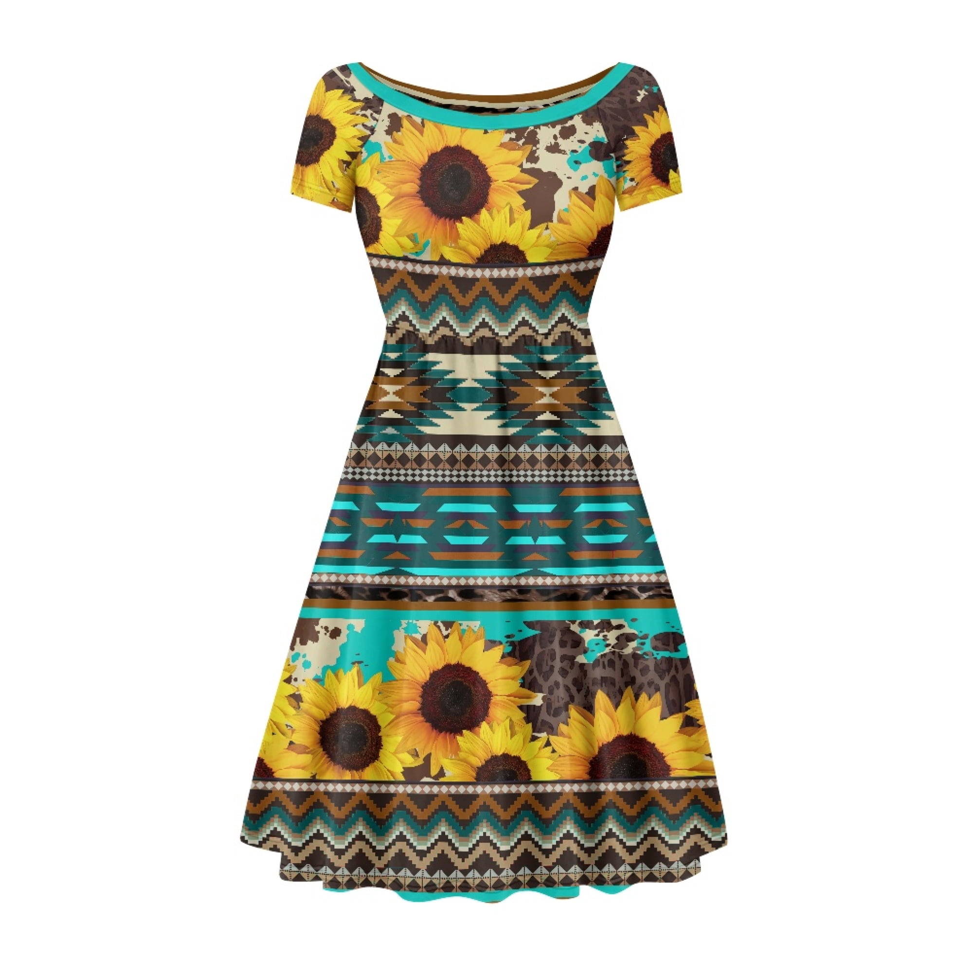 SCRAWLGOD Aztec Ethnic Summer Dresses for Women Plus Size XS Casual ...