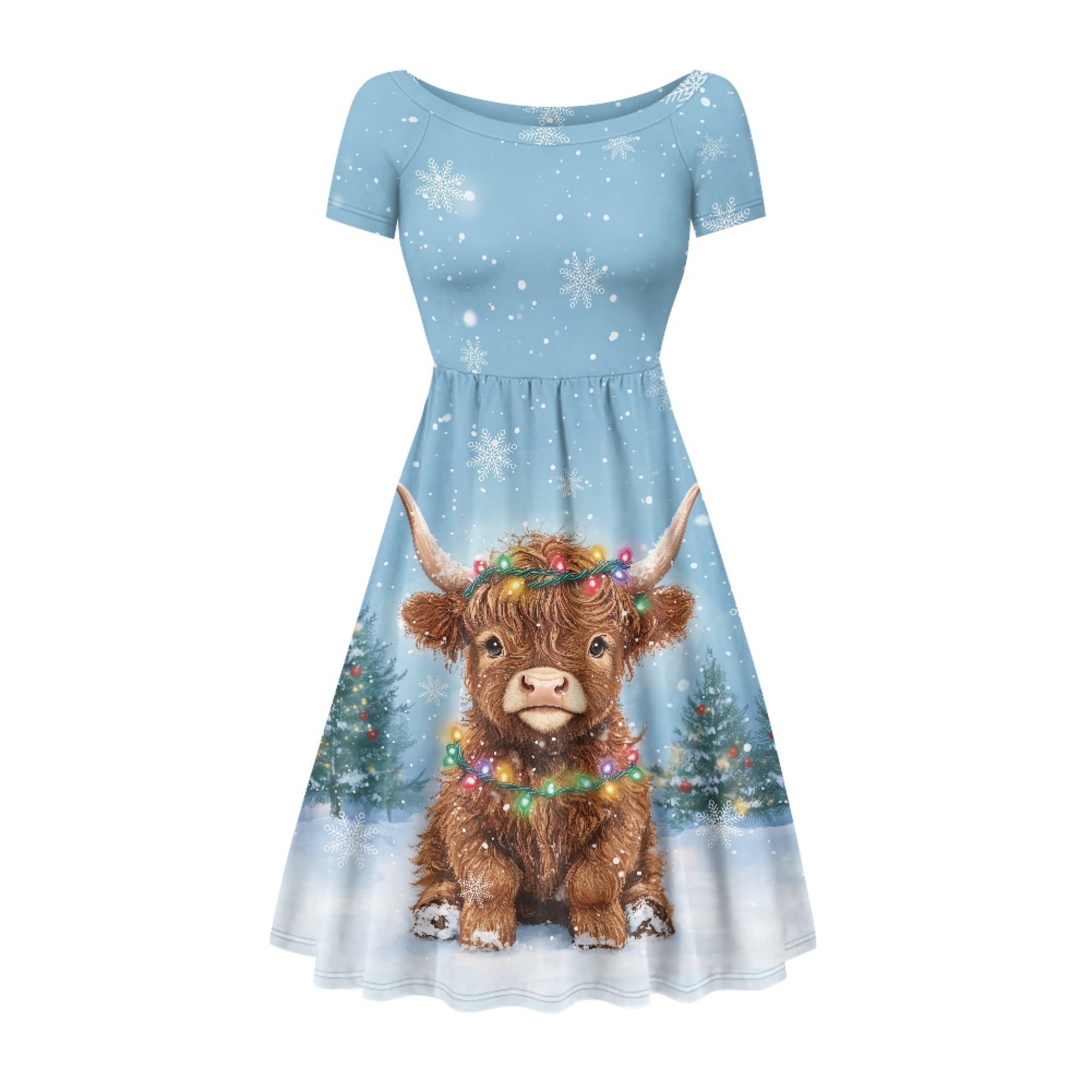 SCRAWLGOD Beef Snowflakes Dress for Women Casual Summer Midi Dress with ...