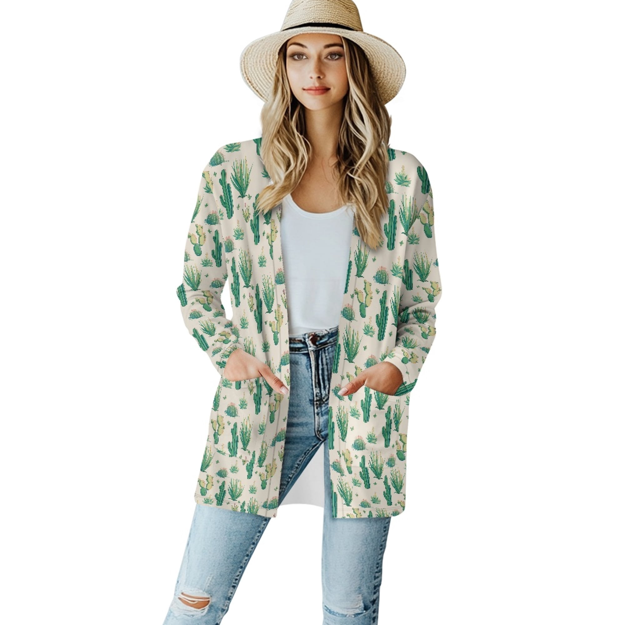 SCRAWLGOD Cacti Cardigan Jackets for Women Lightweight Sweatshirt ...