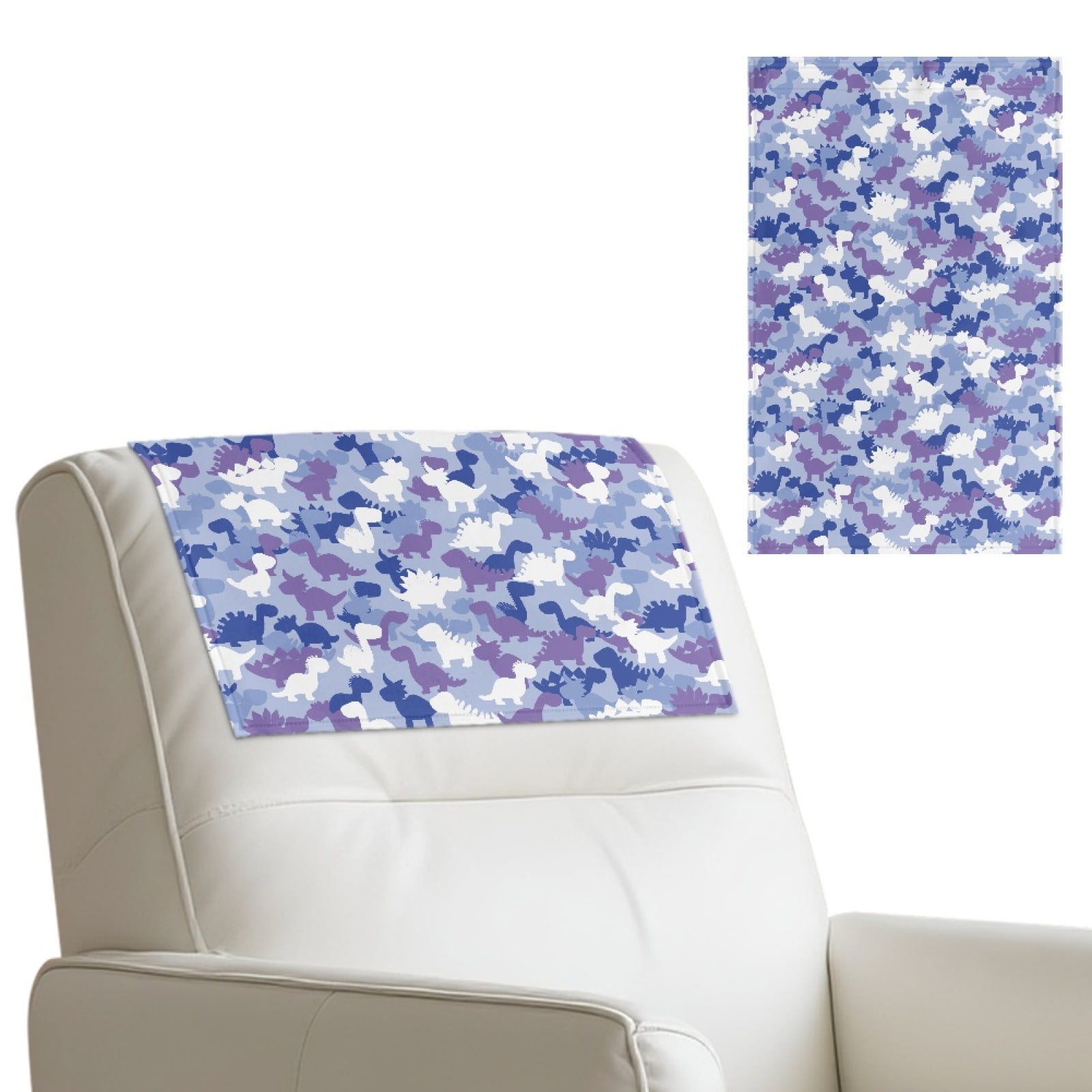 SCRAWLGOD Camouflage Dinosaur Print Blue Violet 3 PCS Recliner Headrest ...