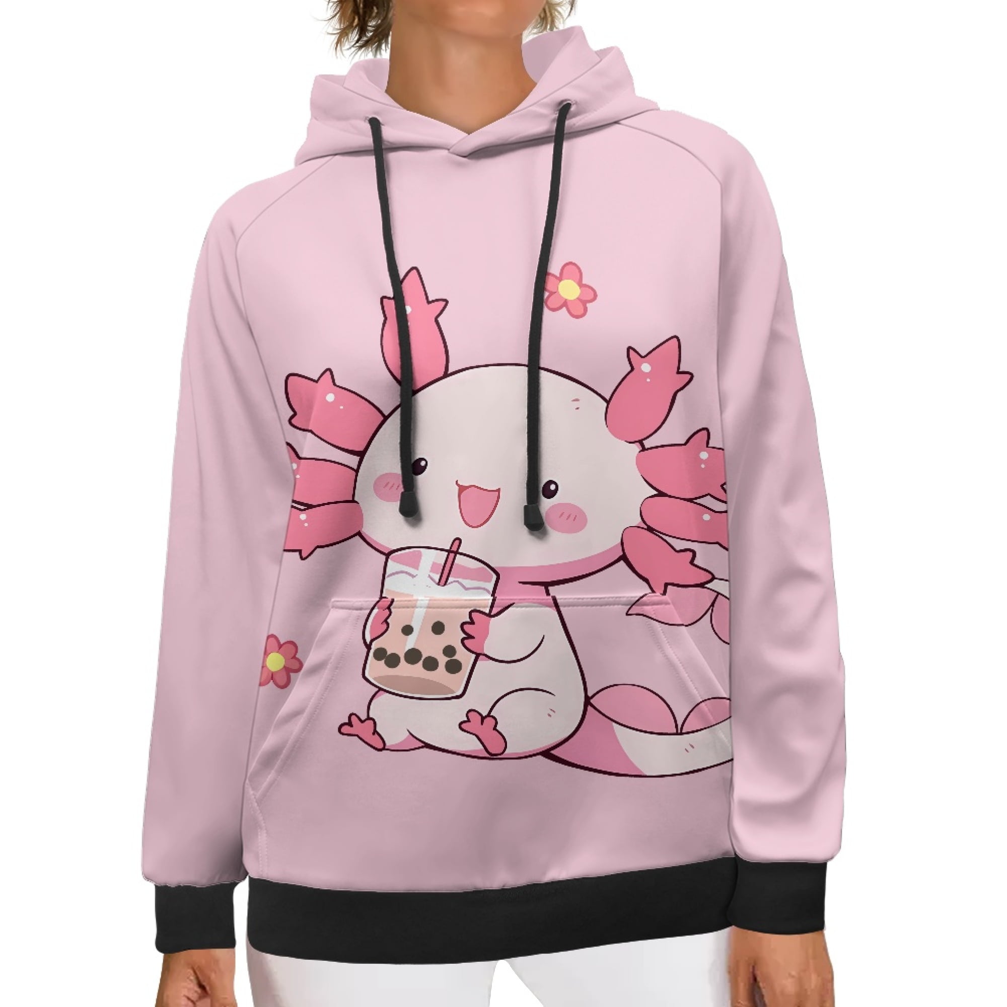 SCRAWLGOD Cartoon Axolotl Women Hoodies Pullover Graphic Sweaters for ...