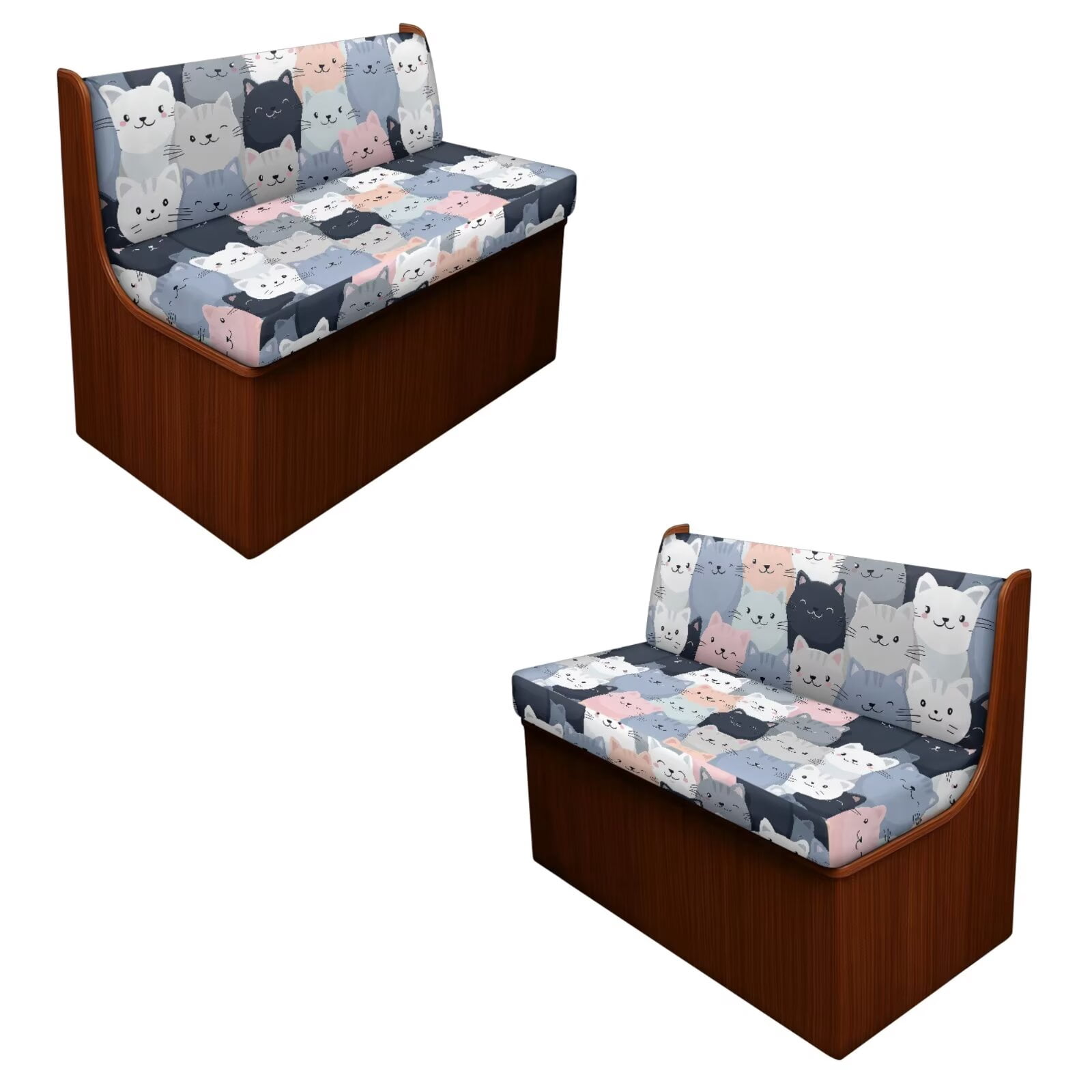 SCRAWLGOD Cartoon Cat Print RV Dinette Cushions Covers Washable Anti ...