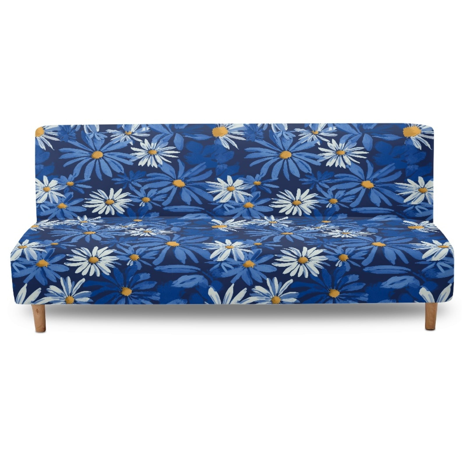 SCRAWLGOD Daisy Print Dark Blue Futon Cover Stretch Futon Mattress ...