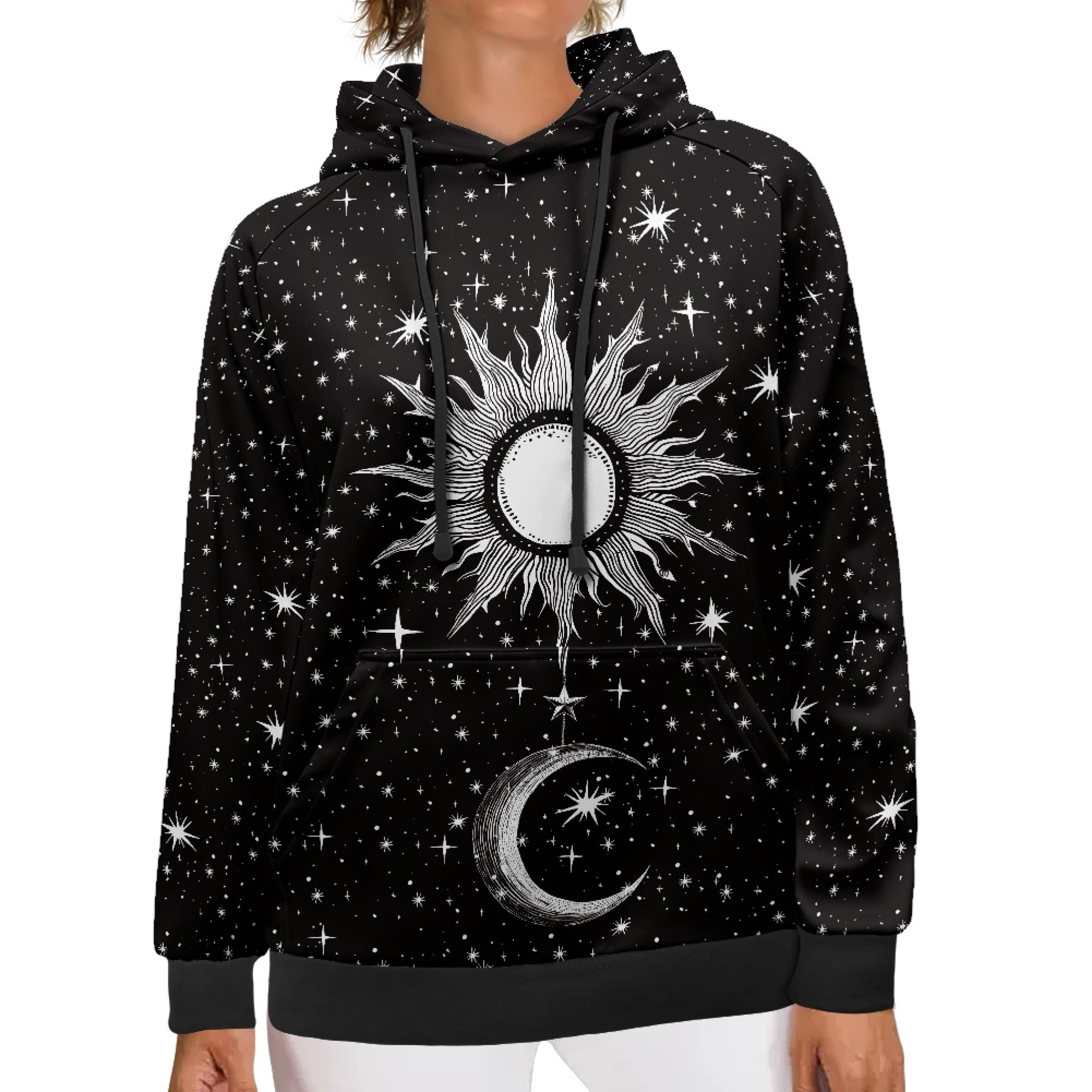 SCRAWLGOD Galaxy Moon Womens Hoodies Pullover Graphic Crewneck ...