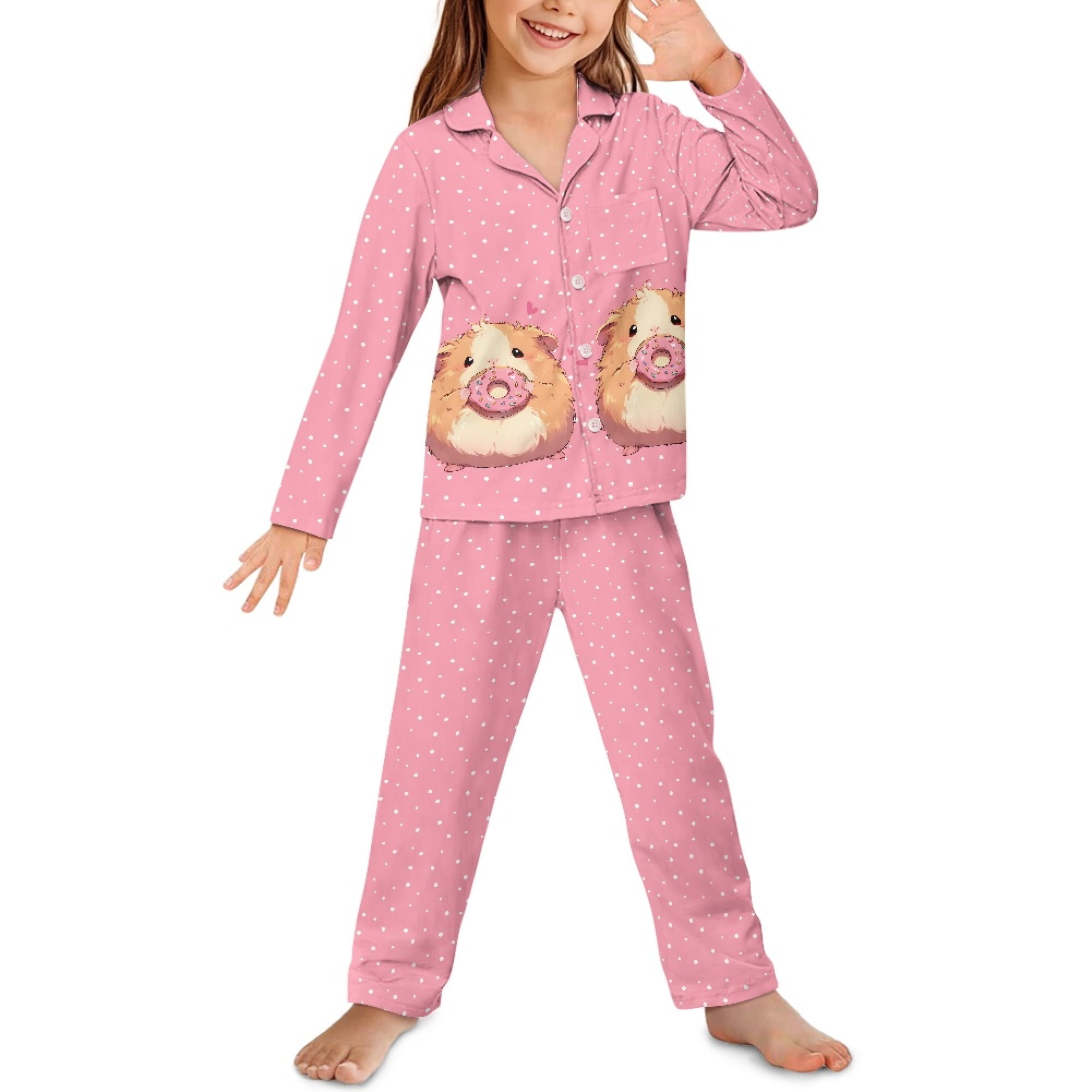 SCRAWLGOD Guinea Pig Girls and Boys Pajamas Long Sleeve Button Front ...