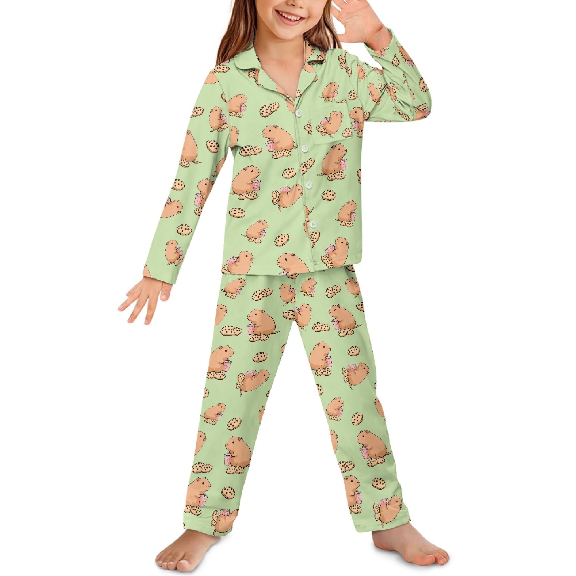 SCRAWLGOD Guinea Pig Girls Pajamas Size 7-8 Long Sleeve Top and Pants ...