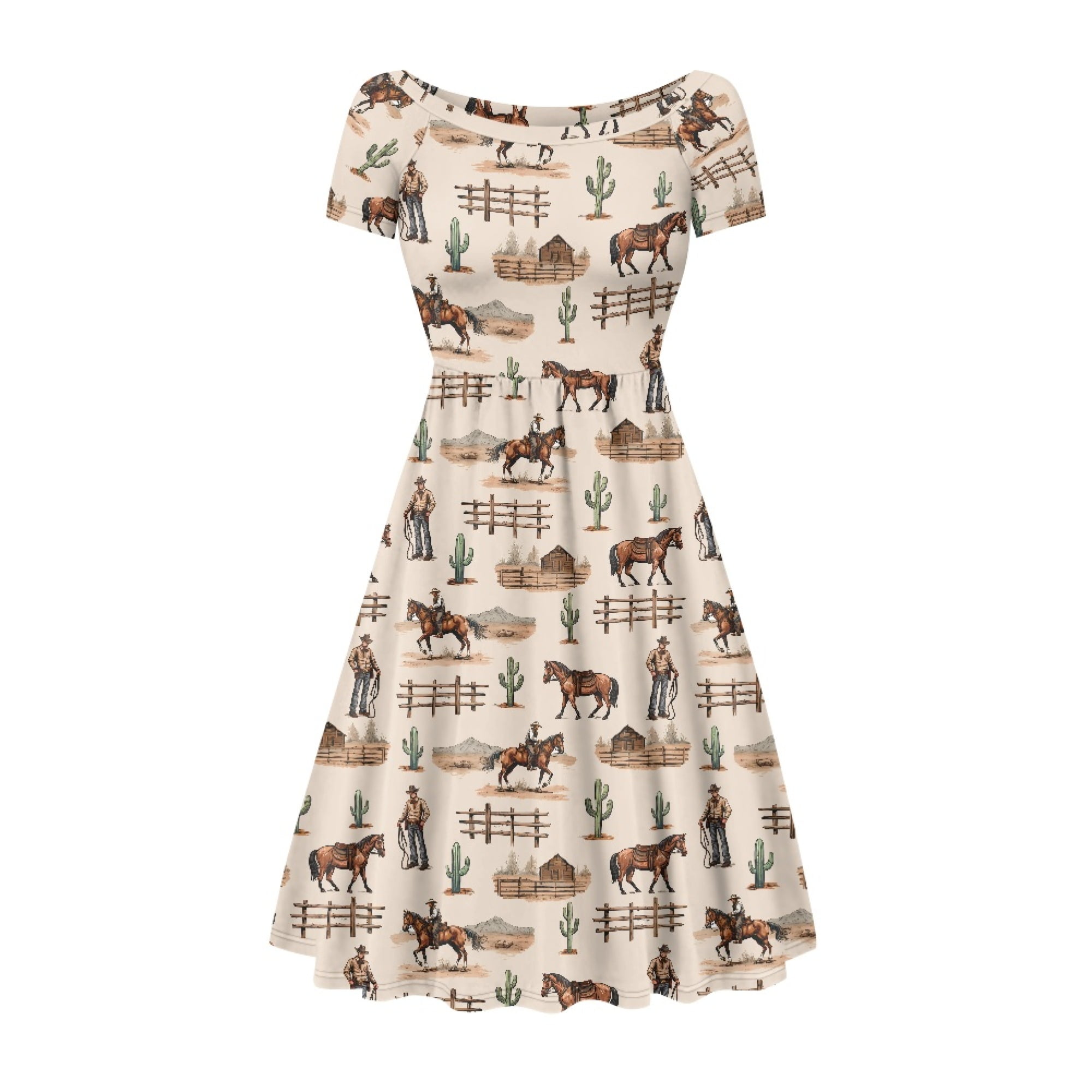SCRAWLGOD Horse Farm Dresses for Women Casual Dress Summer Womens ...