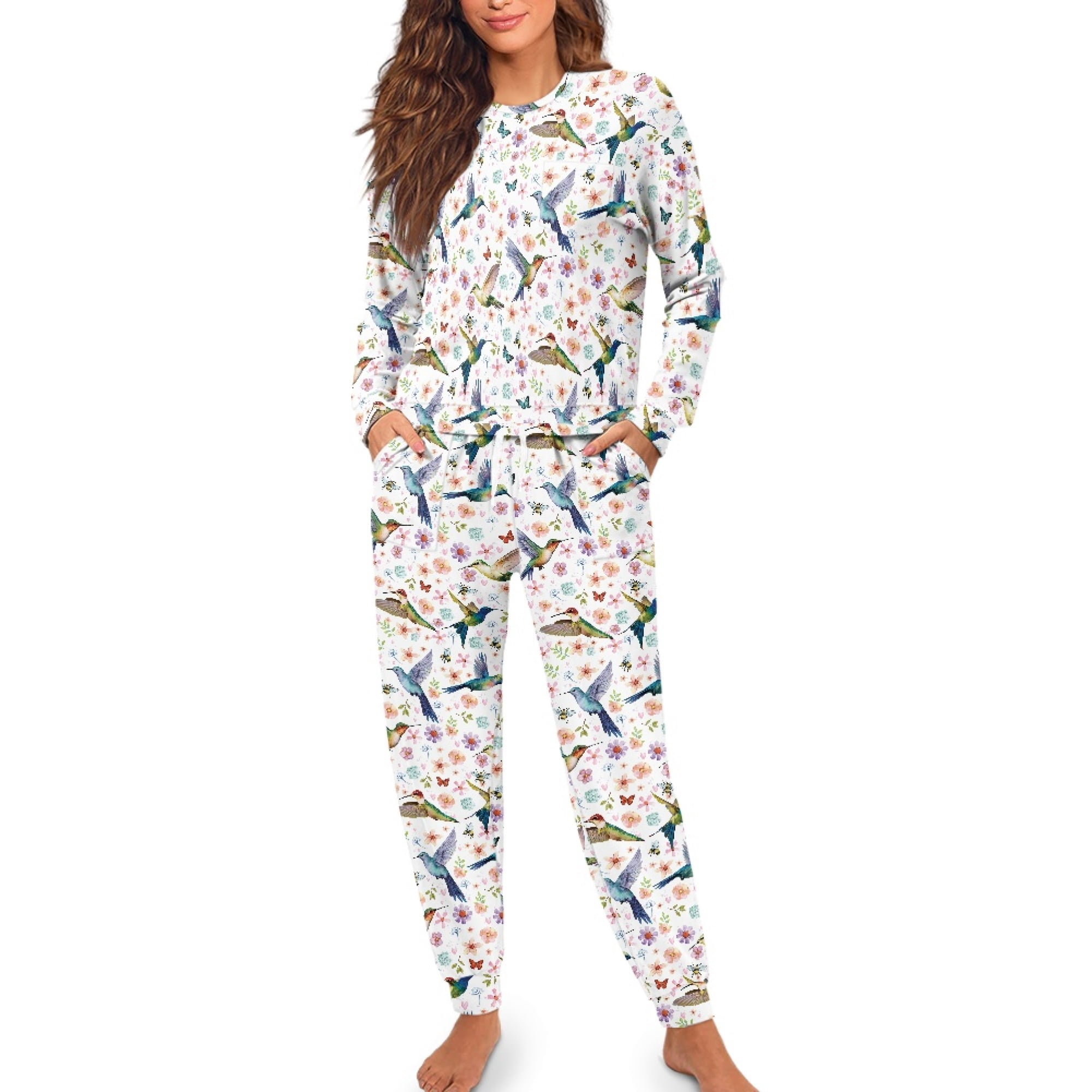 SCRAWLGOD Hummingbird Pjs for Women 2 Piece Pajamas Sets for Women Soft ...