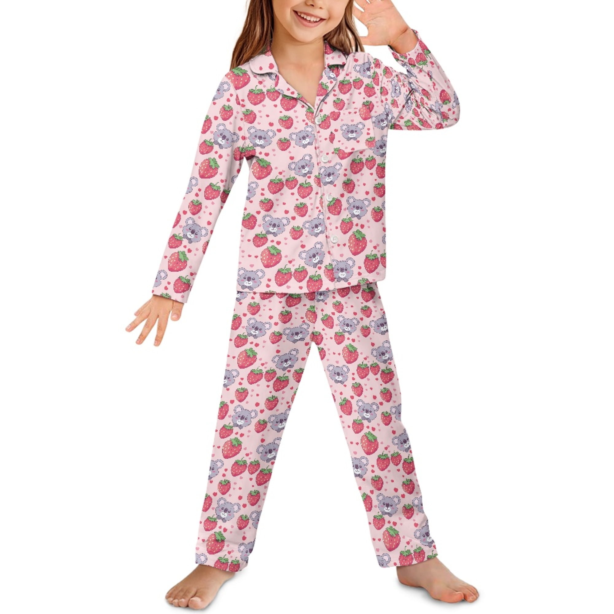 SCRAWLGOD Koala Little Girls Button Down Pajamas for Kids 7-8 ...