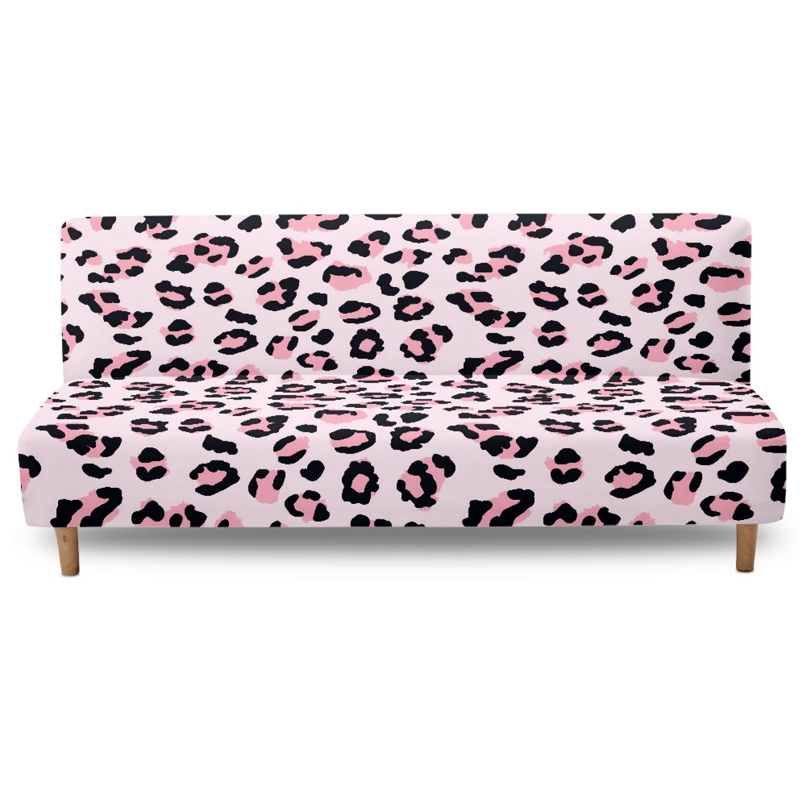 SCRAWLGOD Leopard Print Black Pink Stretch Futon Cover with Elastic ...