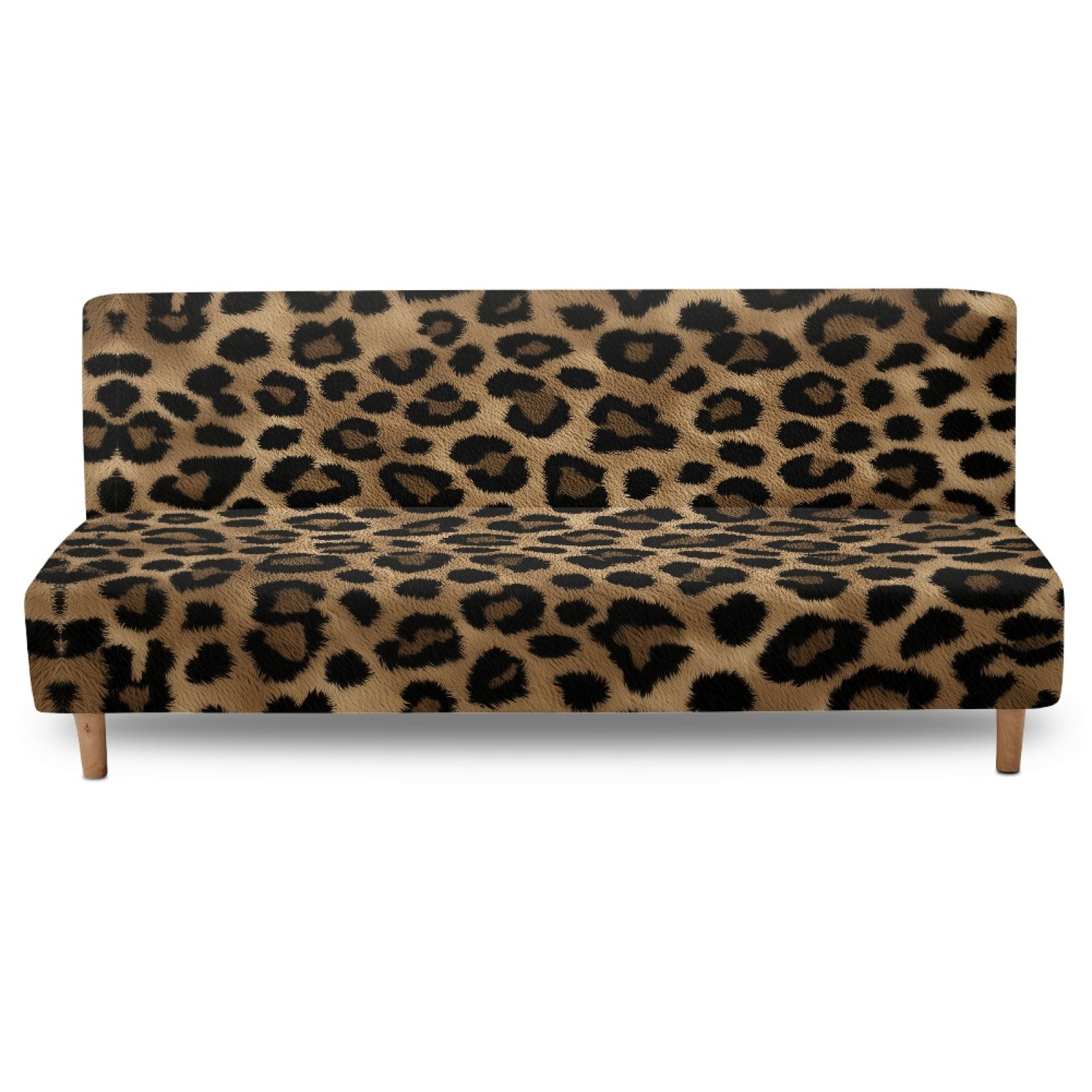 SCRAWLGOD Leopard Print Light Brown Black Non Slip Futon Cover, Armless ...