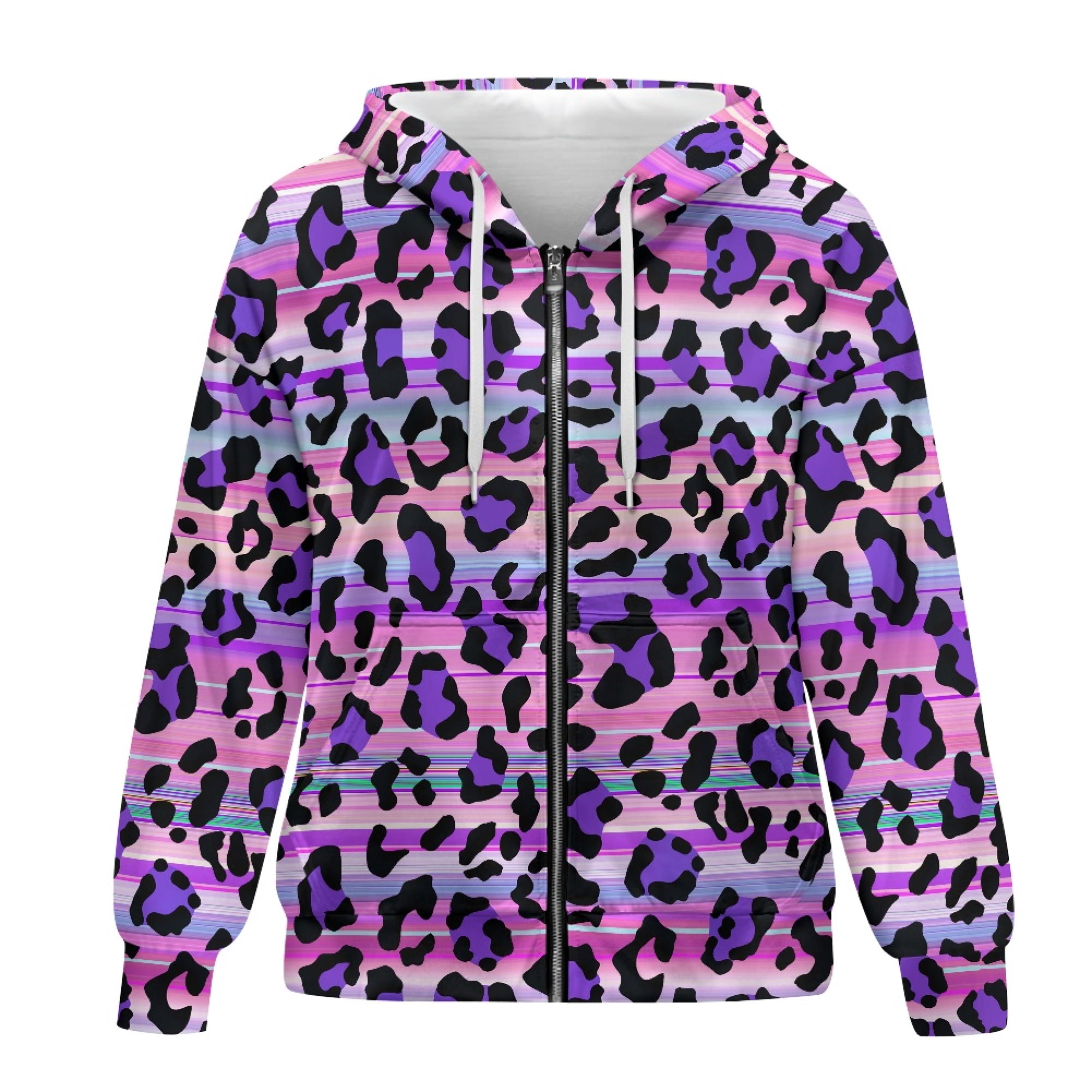 SCRAWLGOD Leopard Print Lightweight Hooded Zip Up Sweatshirt Women ...