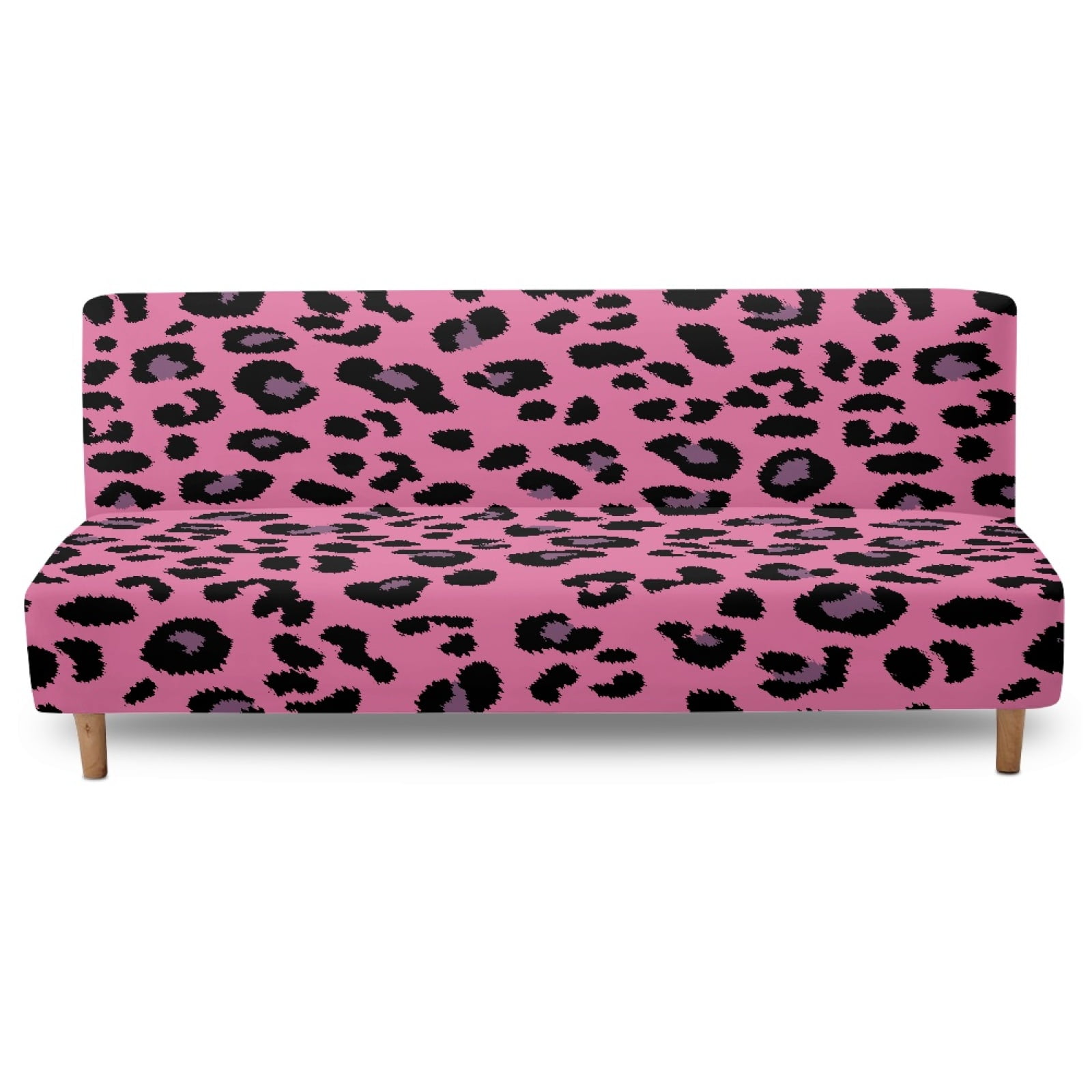 SCRAWLGOD Leopard Print Pink Black Armless Futon Covers Dustproof Futon ...
