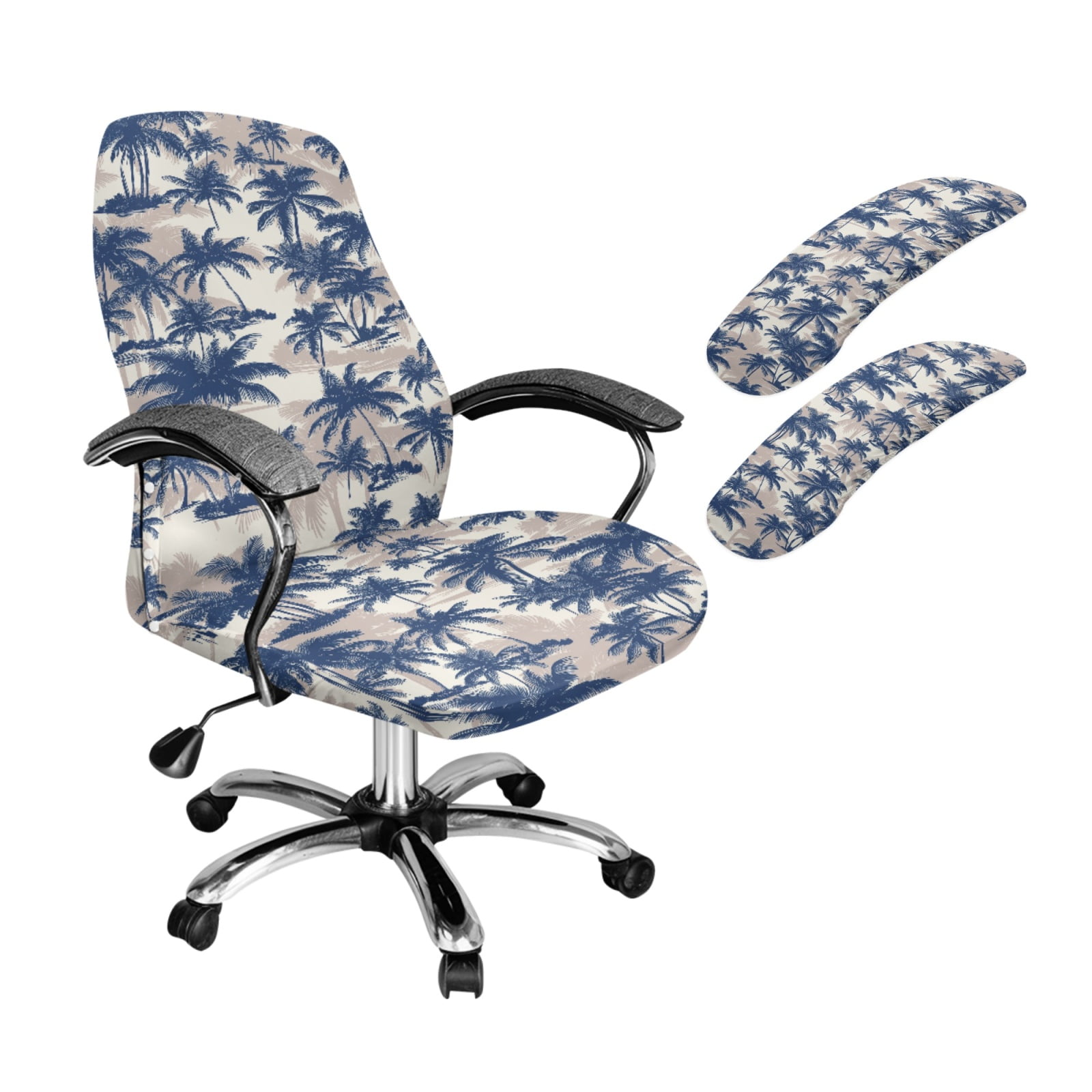 SCRAWLGOD Palm Tree Set of 3 Comfortable Office Chair Cover with Arm ...