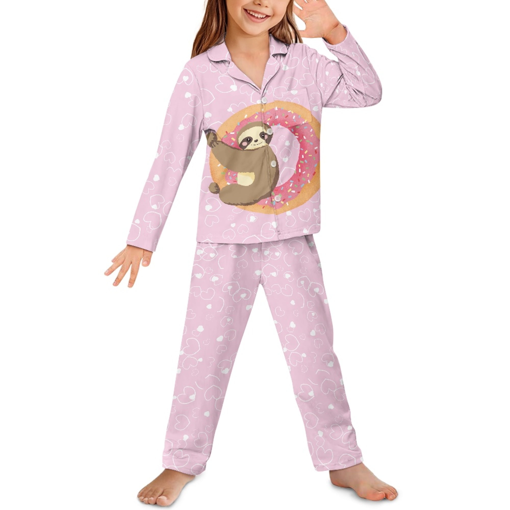 SCRAWLGOD Sloth Pajama Set for Boys Long Sleeve Button Down Pajamas ...