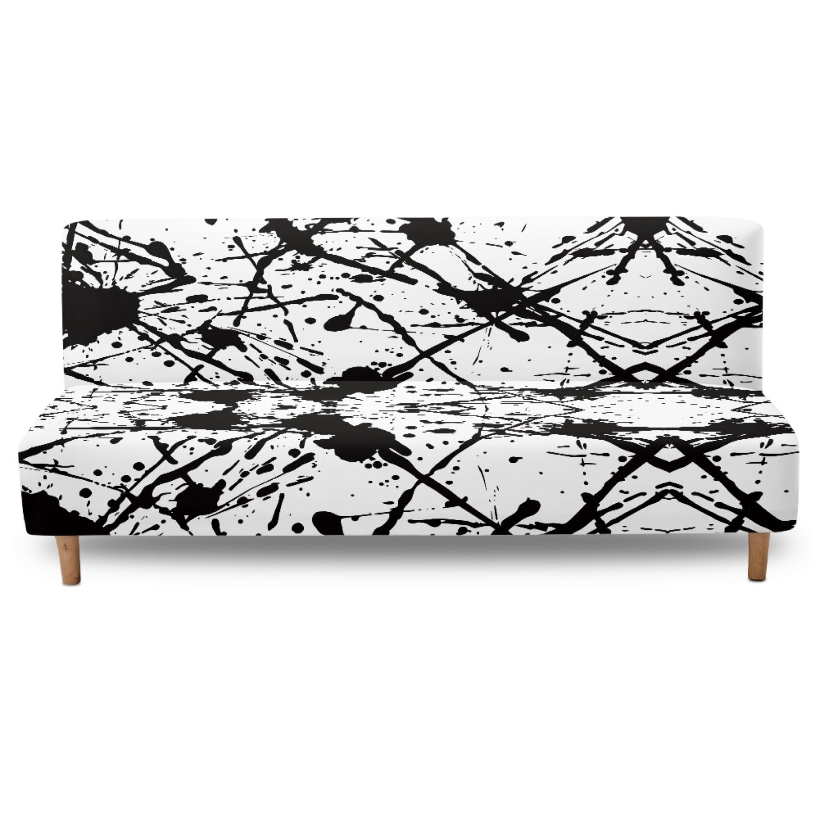 SCRAWLGOD Splash Print Black White Futon Cover for Armless Sofa Bed ...