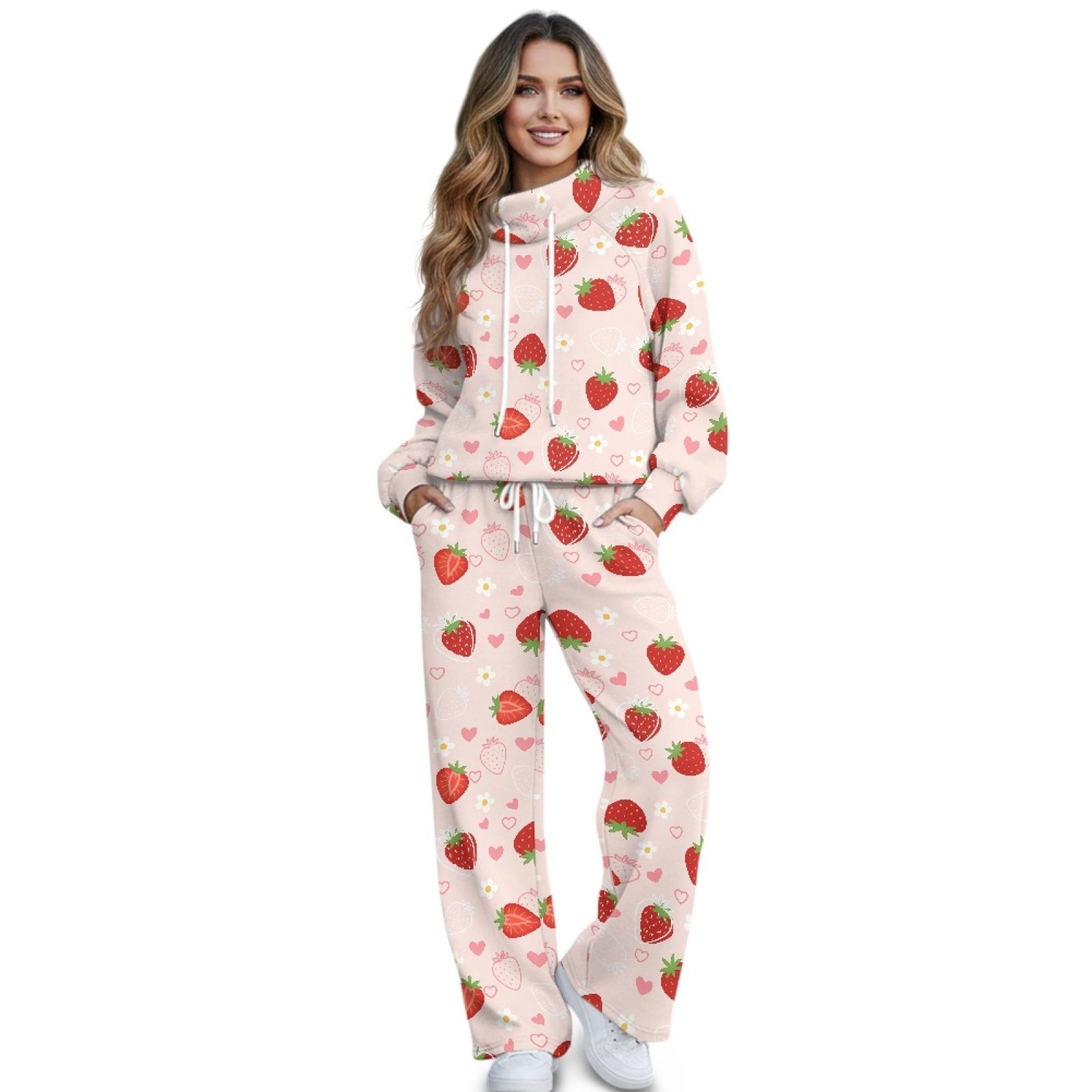 SCRAWLGOD Valentine's Day Decor Floral Heart Strawberry Print Pink ...