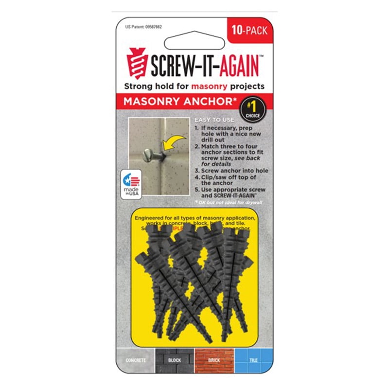 SCREW IT AGAIN 1/4 in. D X 2 in. L Polypropylene Hex Head Masonry ...