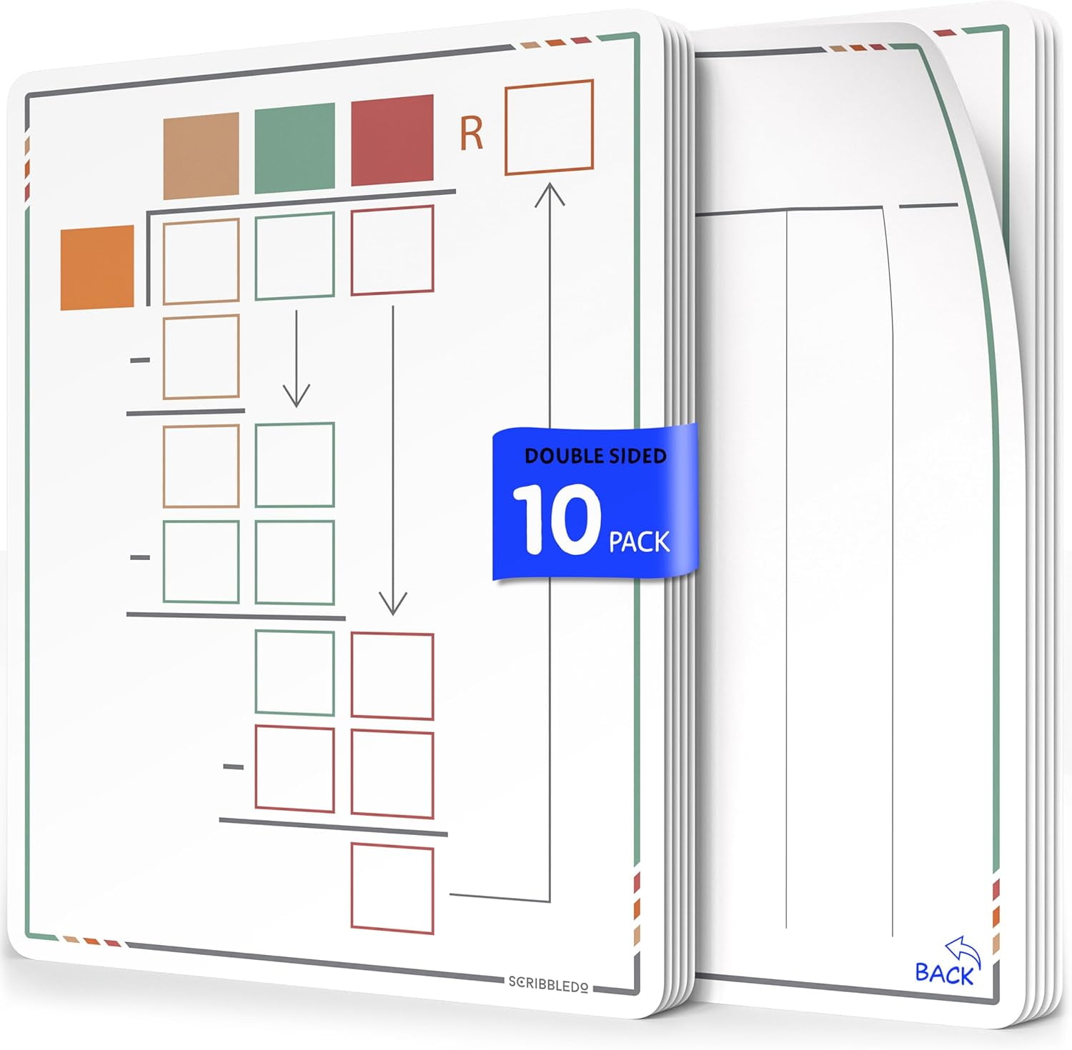 SCRIBBLEDO Division Math Practice 9”x12” Small White Board Dry Erase ...