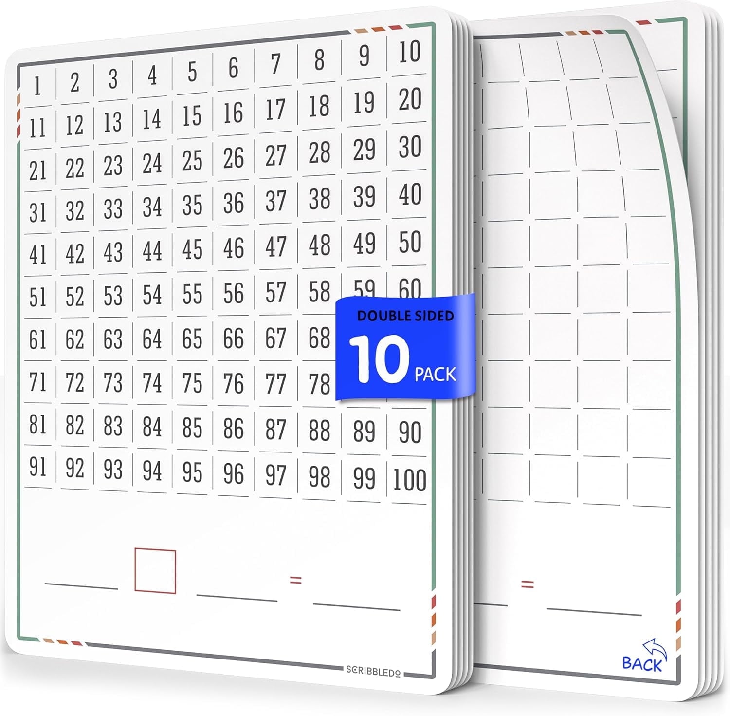SCRIBBLEDO Dry Erase Number Chart for Students 9”x12” Small White Board ...
