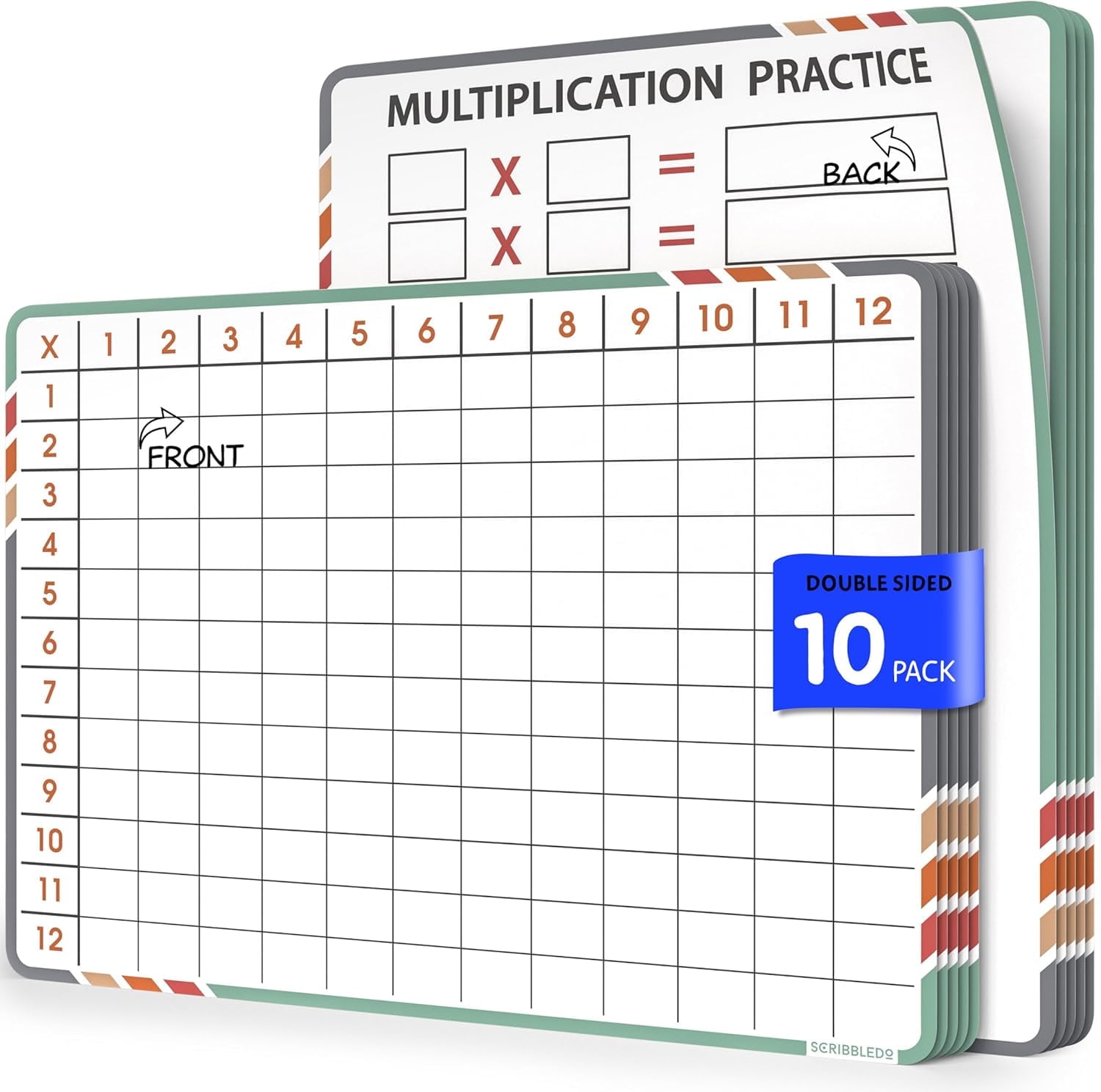 SCRIBBLEDO Multiplication Math 9”x12” Small White Board Dry Erase ...