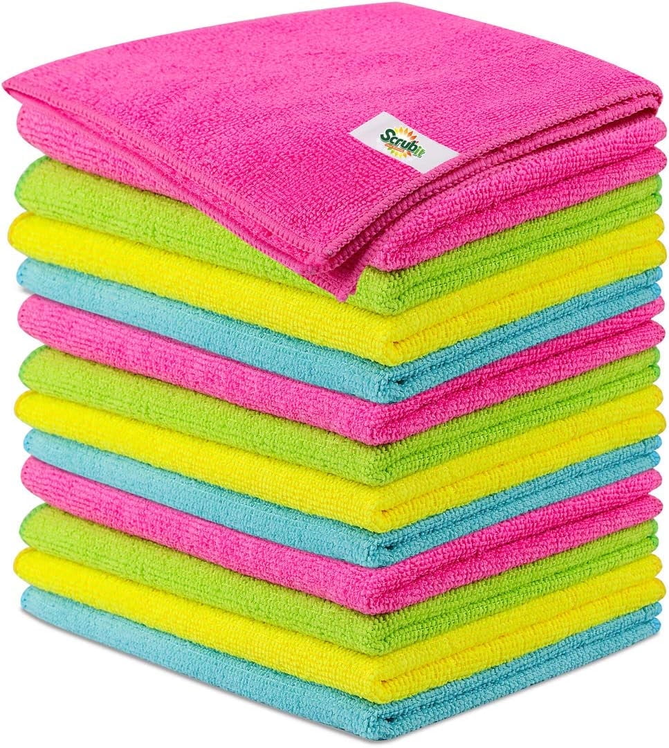 Scrubit Microfiber Cleaning Towels, Absorbent, Reusable Cloths, 12-Pack ...