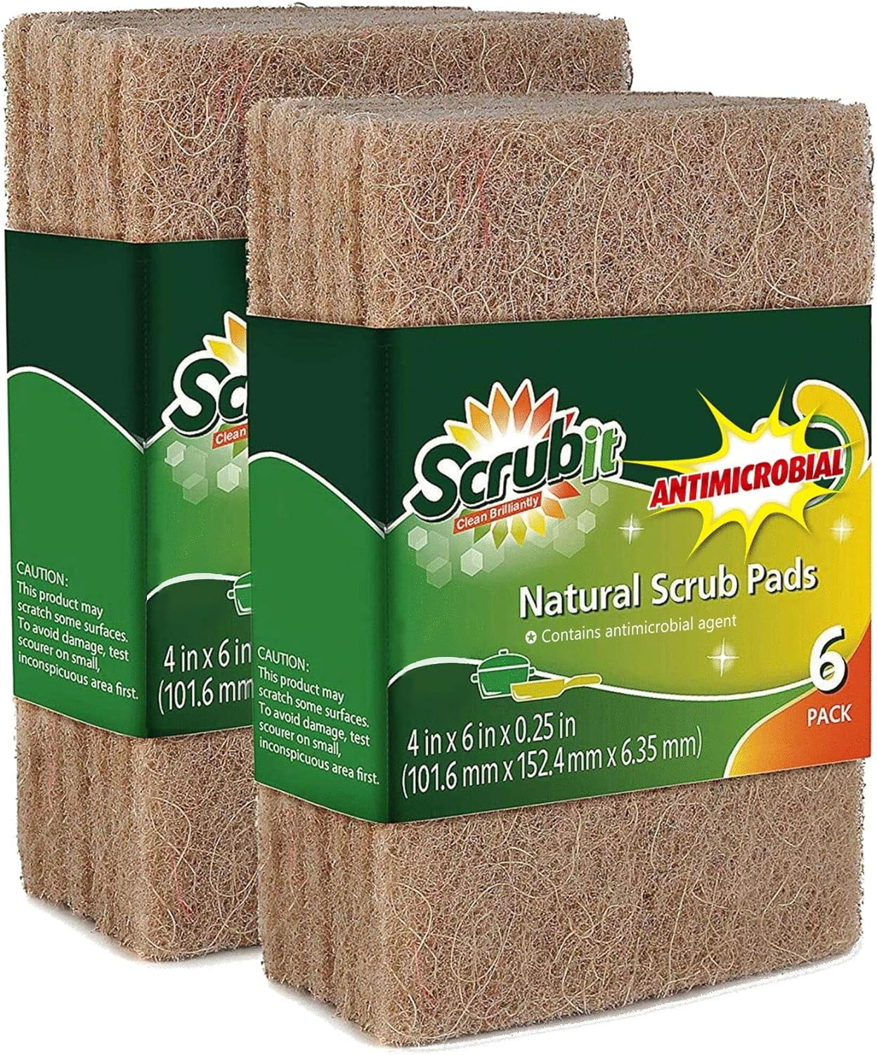 SCRUBIT Natural Scouring Pads for Stainless Cooktop & Pots, Non-Scratch ...