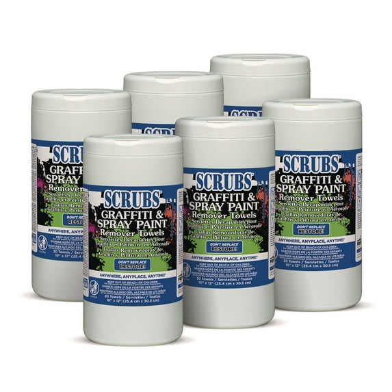SCRUBS 90130 10 in. x 12 in. Graffiti and Paint Remover Towels (6 ...