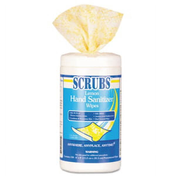 SCRUBS SCRUBS Hand Sanitizer Wipes, 6 x 8, Lemon Scent, Blue/White, 120 ...