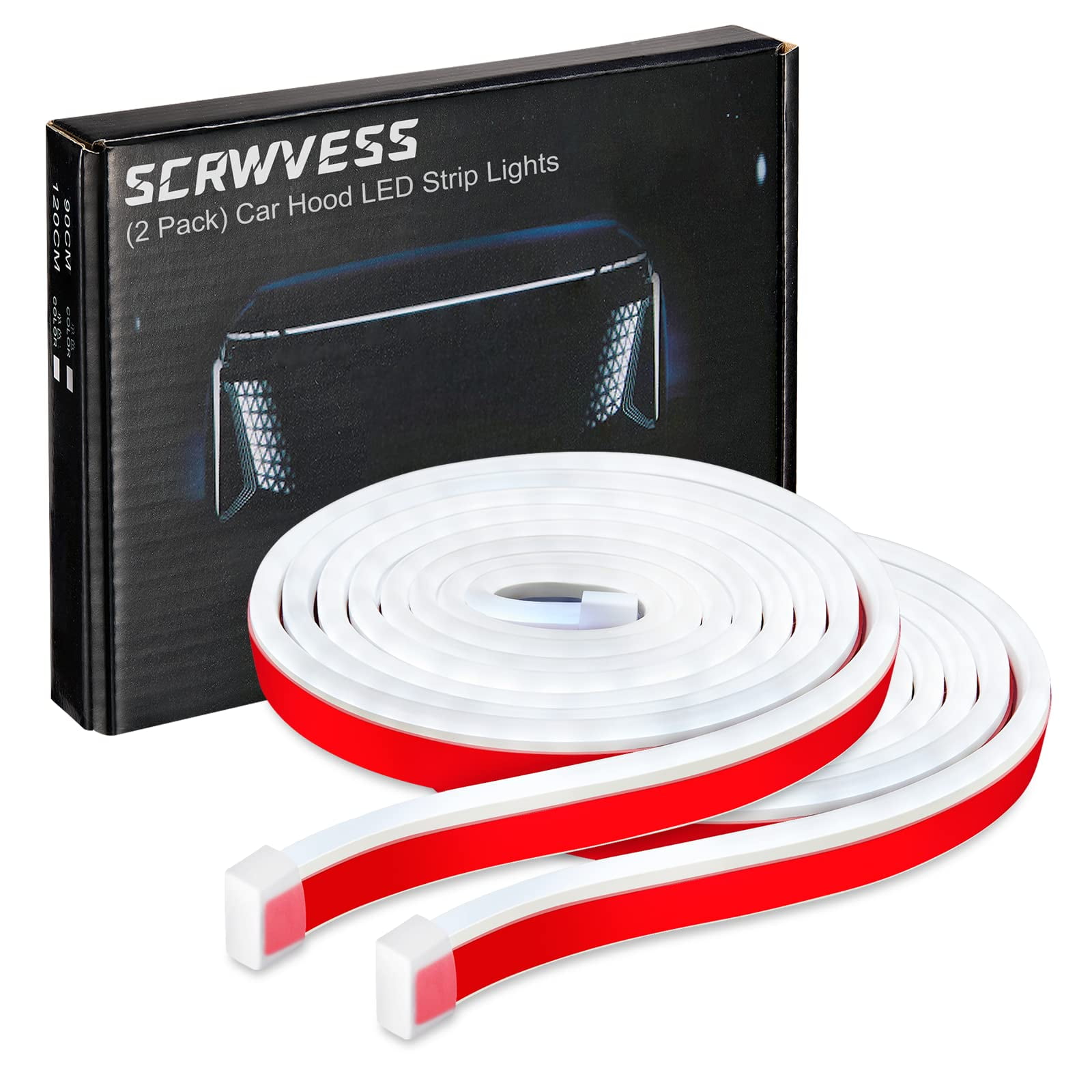SCRWVESS Car LED Hood Light Strip 2 Pack,79 Inches White Exterior ...