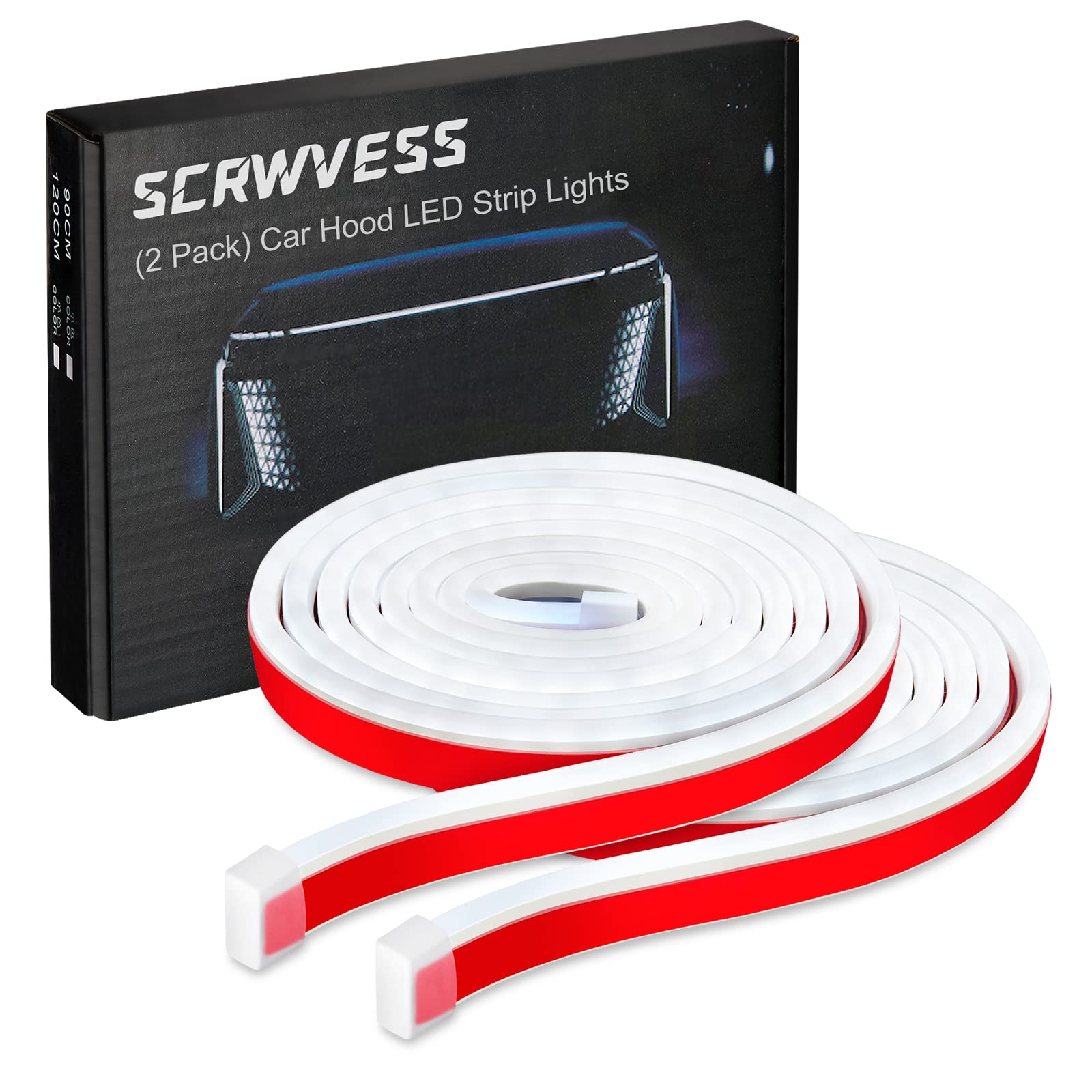 SCRWVESS Car LED Hood STF9 Light Strip 2 Pack,59 Inches White Exterior ...
