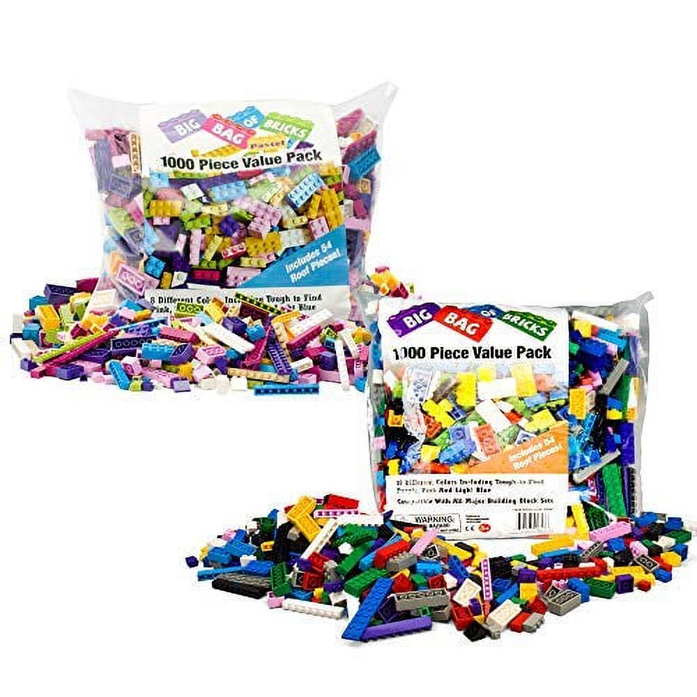 SCS Direct 2,000 Pc Bulk Building Bricks Set- 18 Colors (Pastel and ...