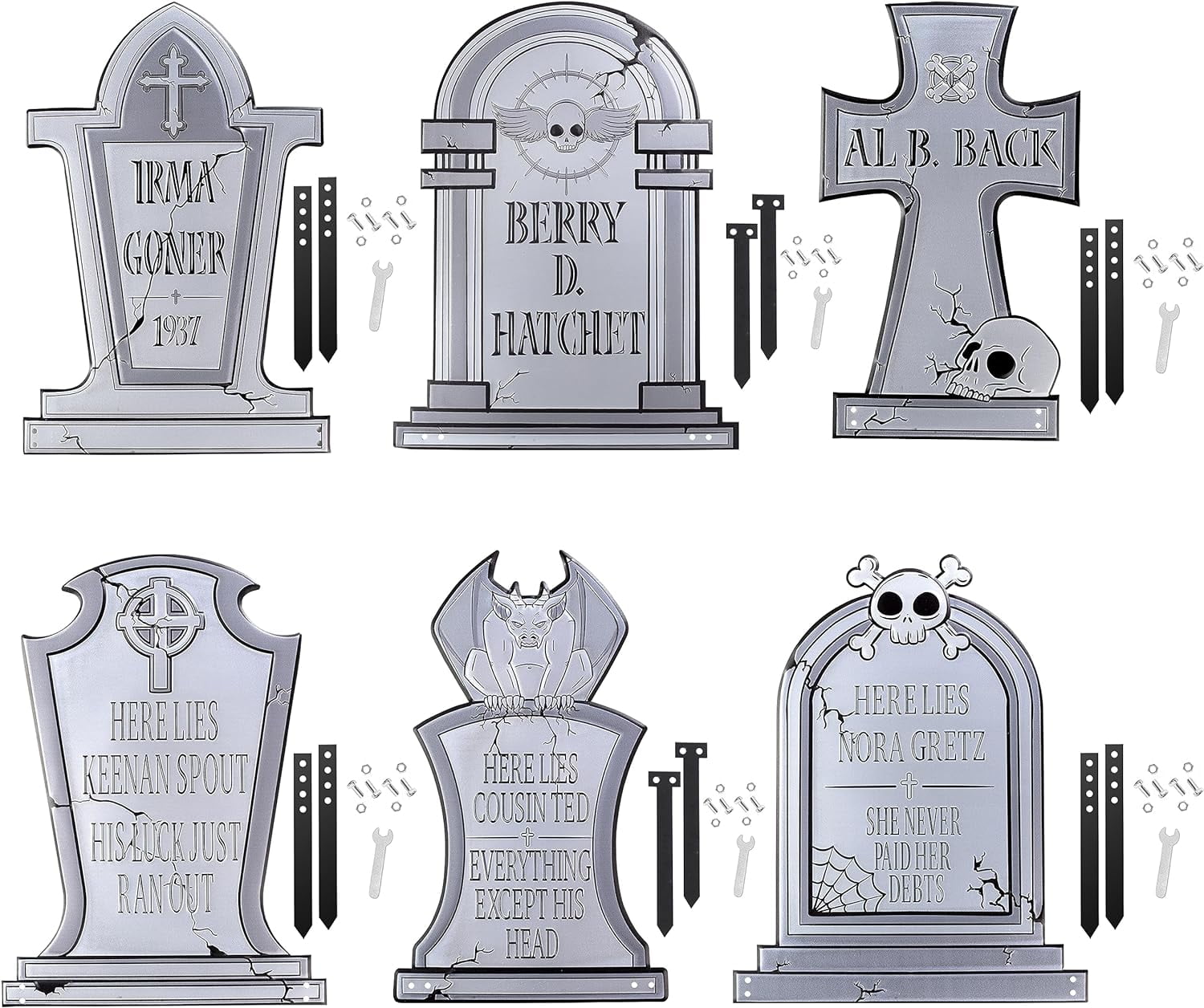 SCS Direct 3D Metal Ghost Tombstone-6 Designs-(Large 17" w Steaks ...