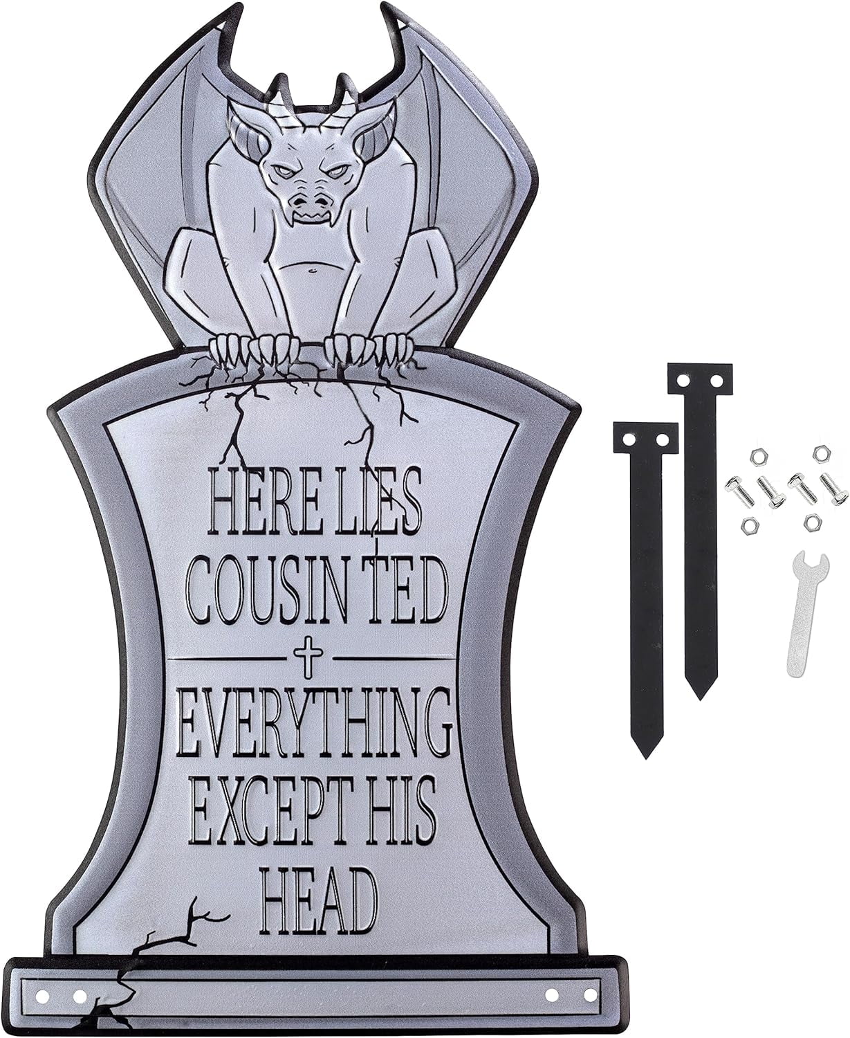 SCS Direct 3D Metal Halloween Ghost Tombstone- Cousin Ted- (Large 17" w ...