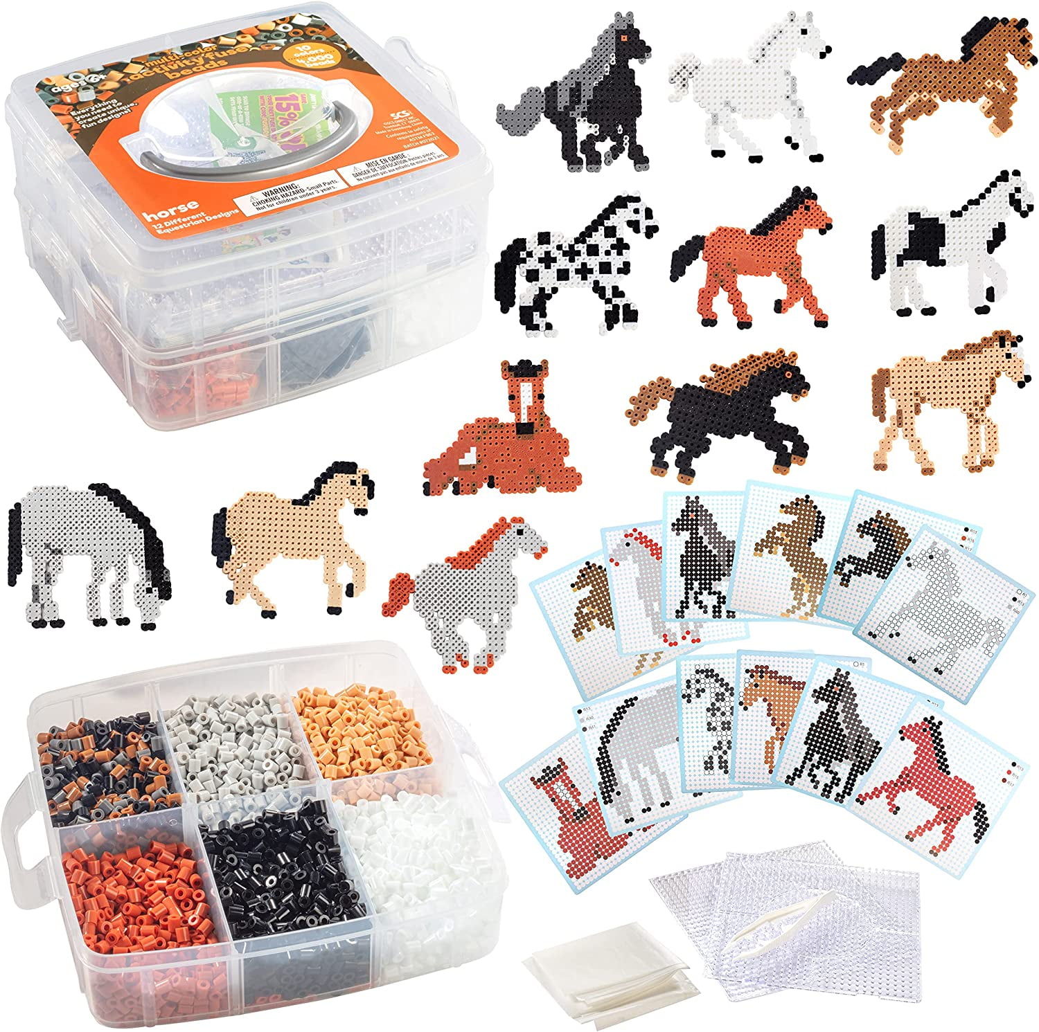SCS Direct 4,000pc Fuse Bead Horses w Carrier CASE -10 Colors, 12 ...