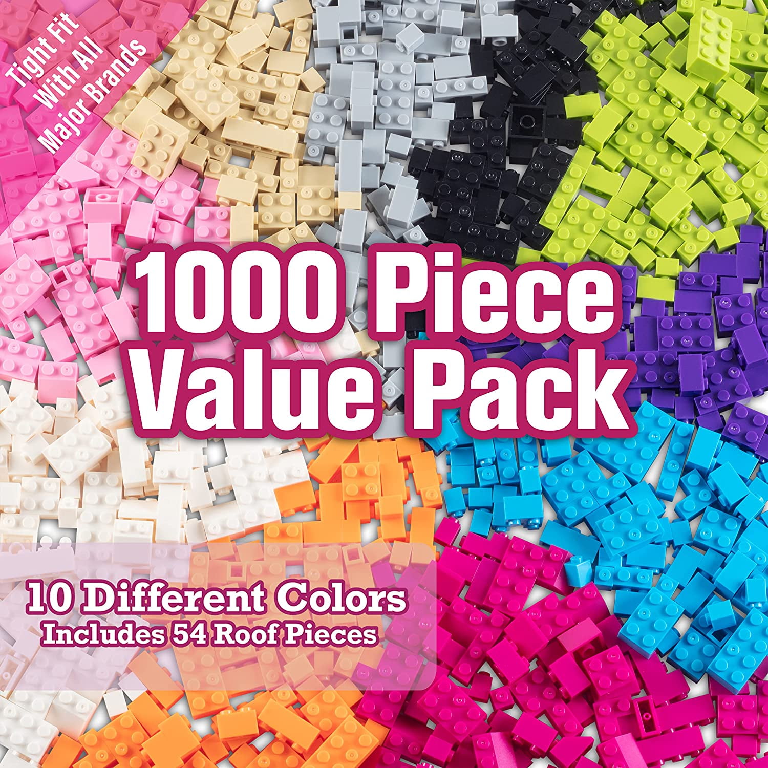 SCS Direct Building Bricks - 1000 Pc Big Bag of Pastel Friends-Colored ...