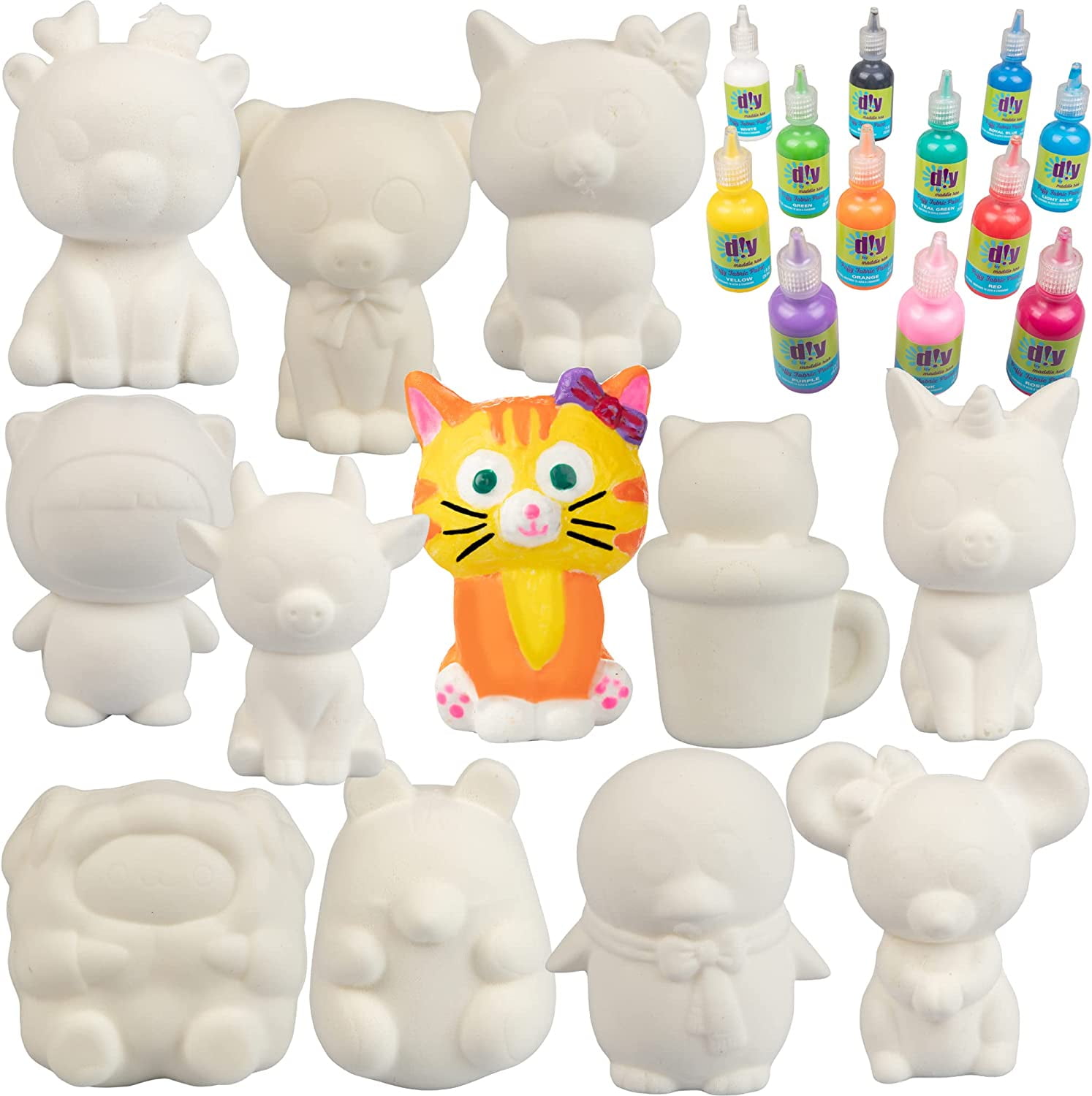 SCS Direct DIY Jumbo Animal Squishies 3.5" -6" (12pc) & Fabric Paint ...