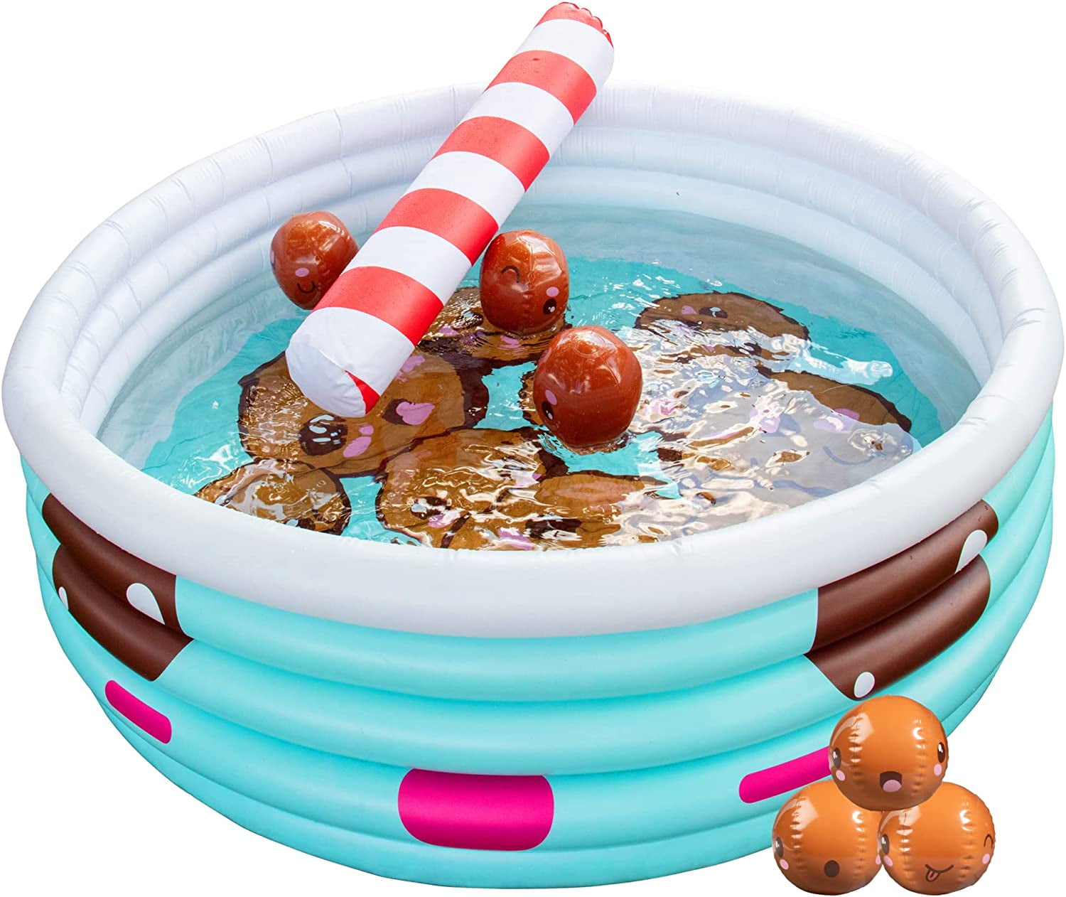 Kawaii Inspired Inflatable Pool: 67 x 26 w Boba Beach Balls & Noodle ...