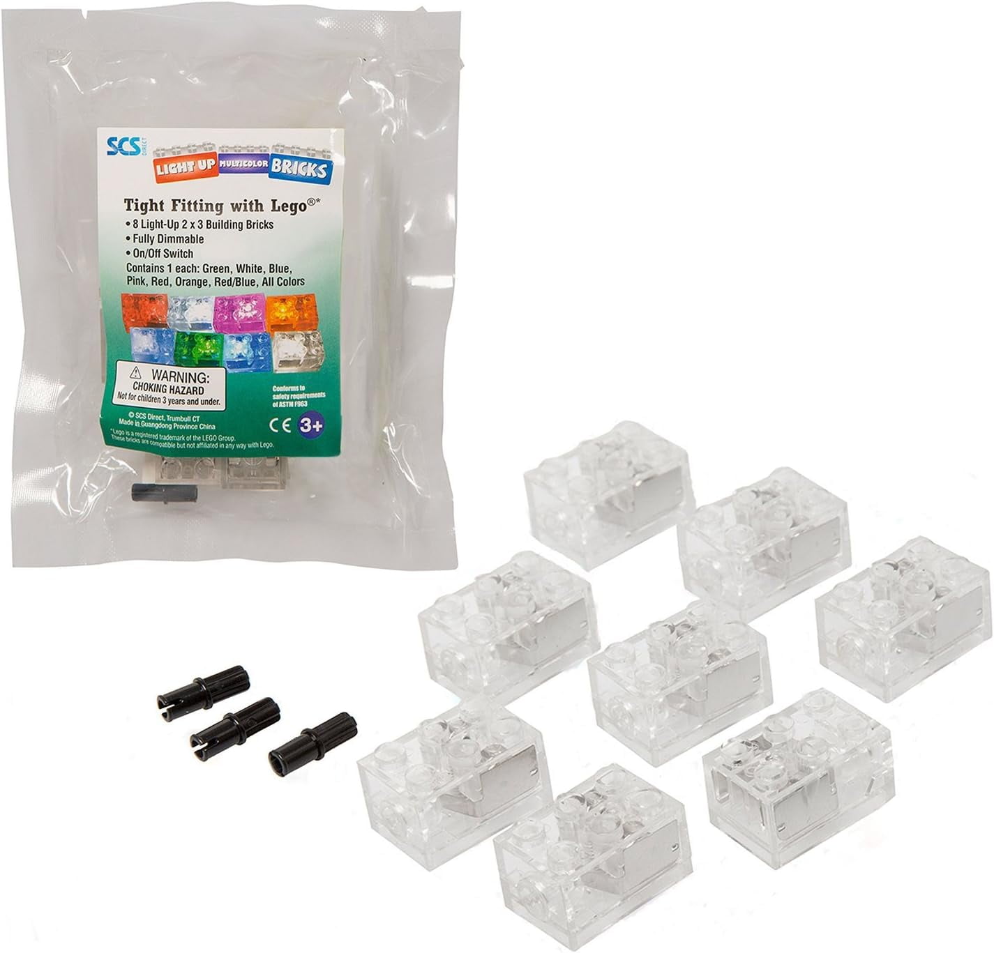SCS Direct Light Up Building Bricks (2x3) - Multicolor for Each Brick ...