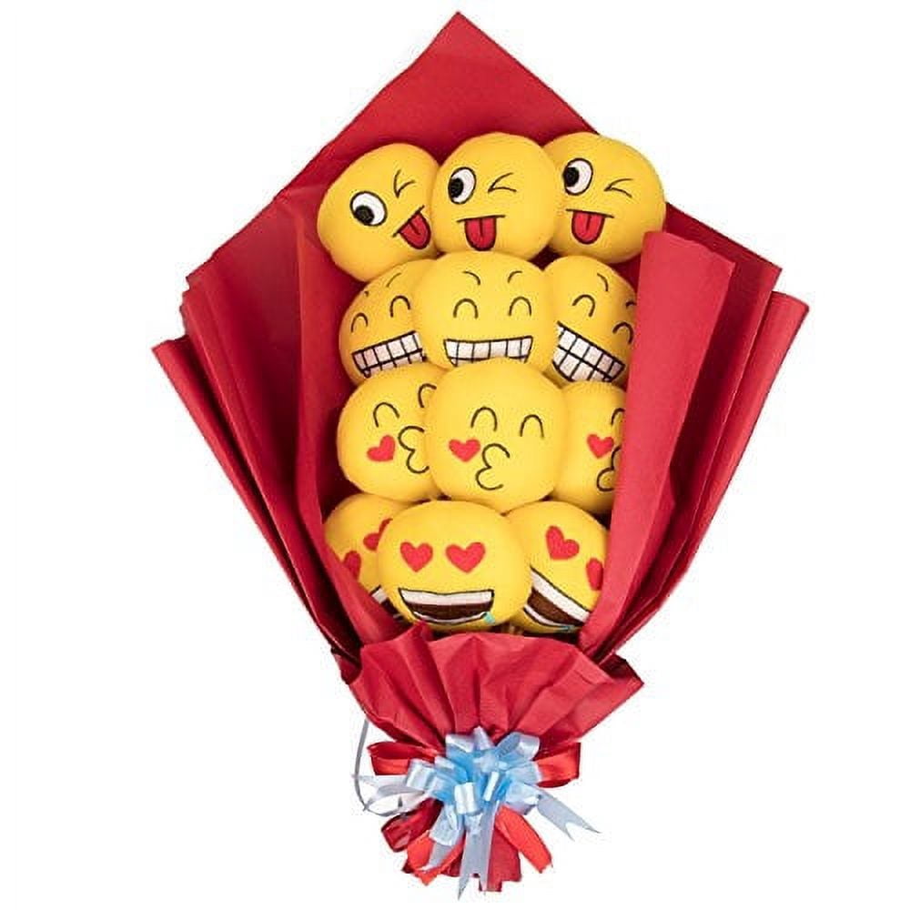 SCS Direct Plush Emoji Flower Gift Bouquet with 12Long-stemmed Displays ...
